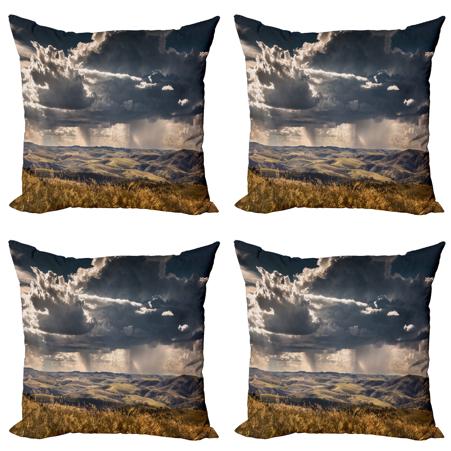 Ambesonne Nature Throw Pillow Cover 4 Pack, Fluffy Clouds Mountains, 18 ...