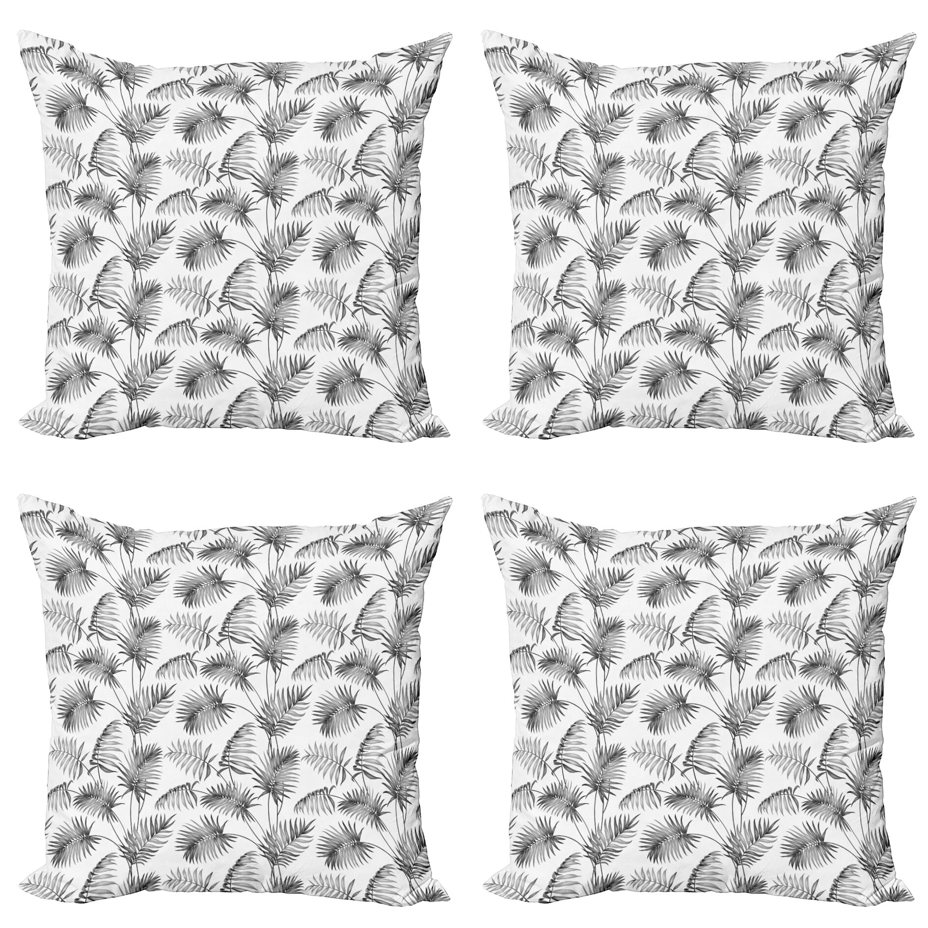 Ambesonne Nature Throw Pillow Cover 4 Pack, Palm Leaf Botanic Island ...