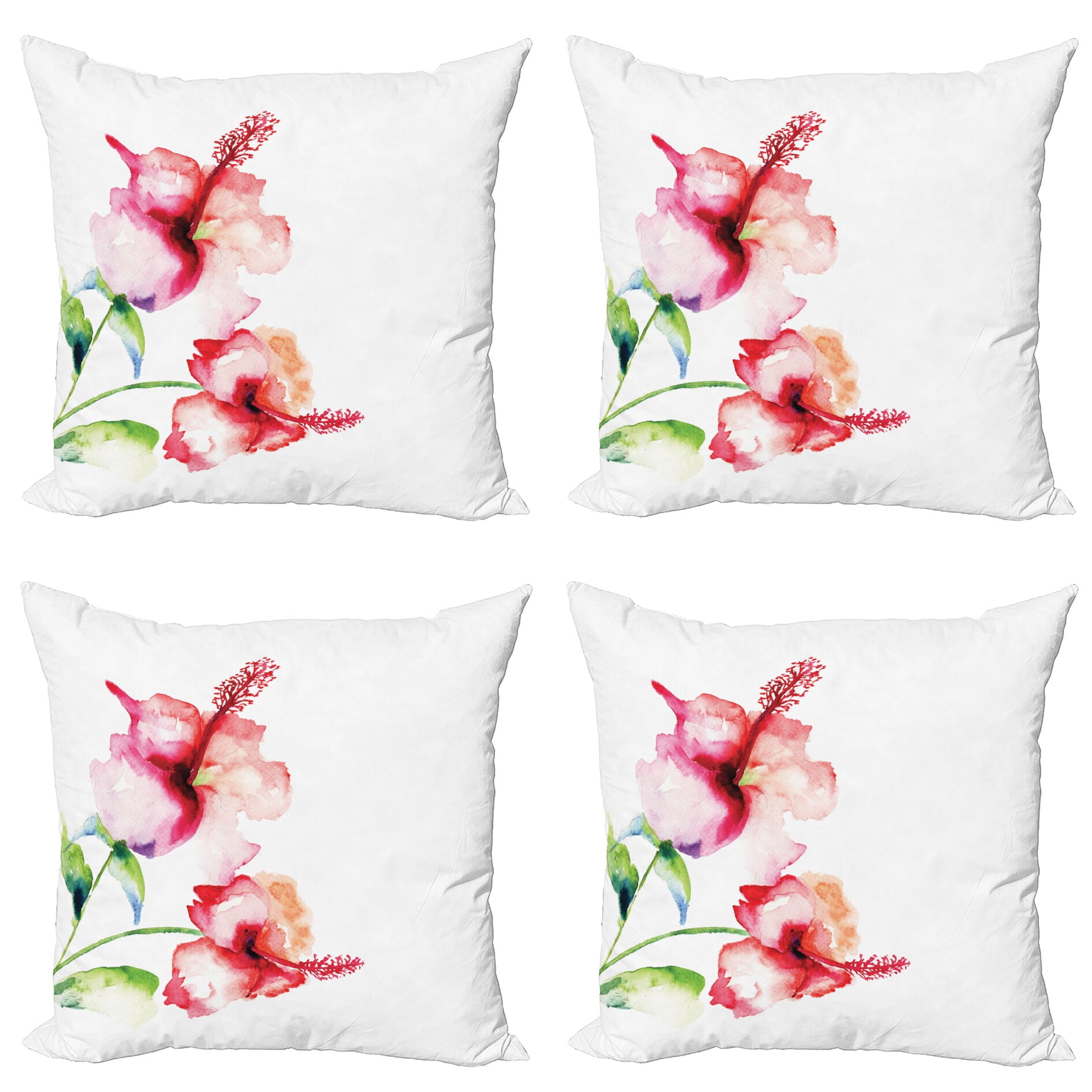 Ambesonne Nature Throw Pillow Cover 4 Pack, Pastel Nature, 16", White ...
