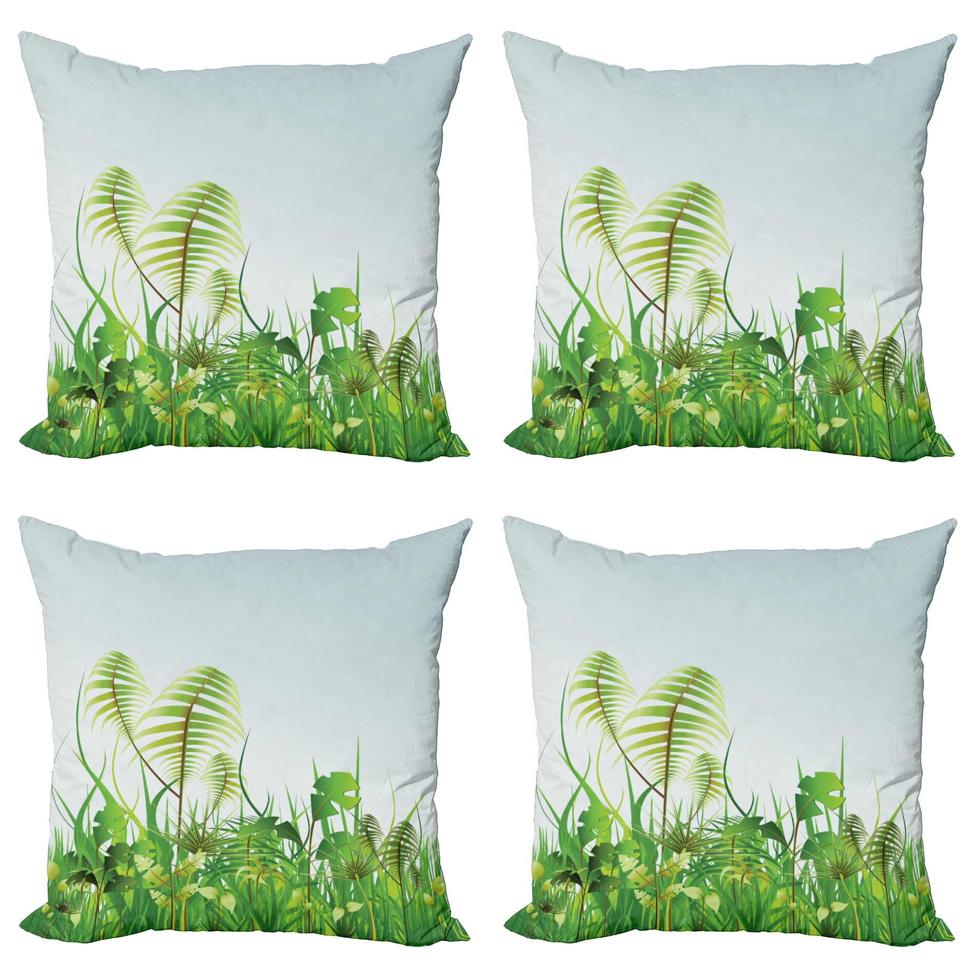 Ambesonne Nature Throw Pillow Cover 4 Pack, Plant Summer Garden, 18 ...