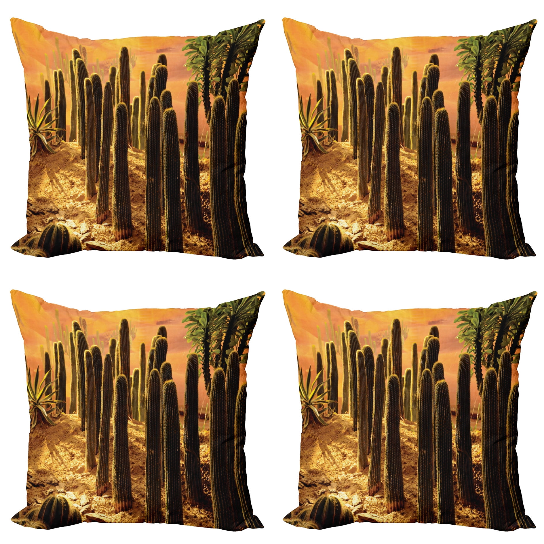 Ambesonne Nature Throw Pillow Cover 4 Pack, Sunset in Wild Desert, 18 ...