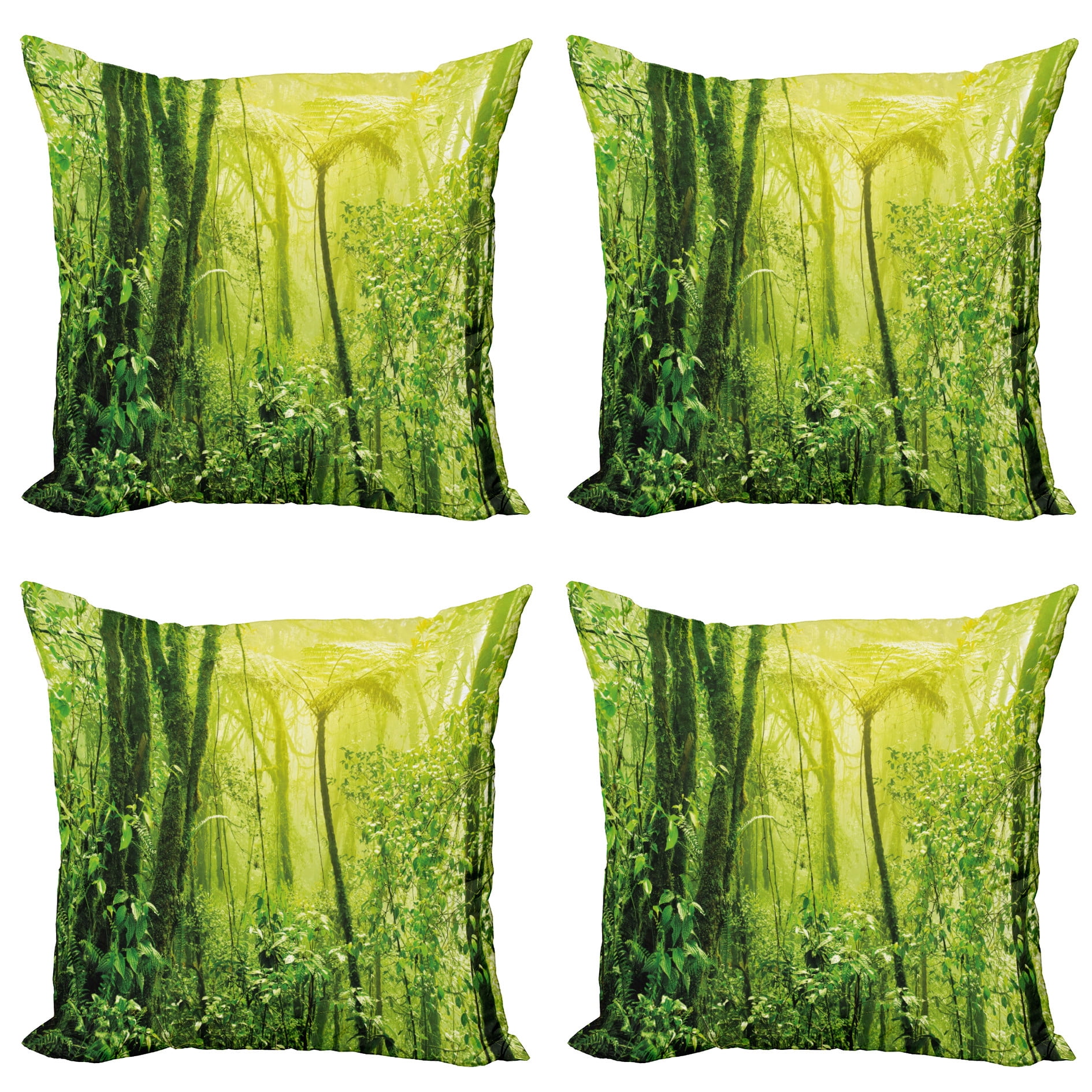 Ambesonne Nature Throw Pillow Cover 4 Pack, Tropical Amazon Forest, 24 ...