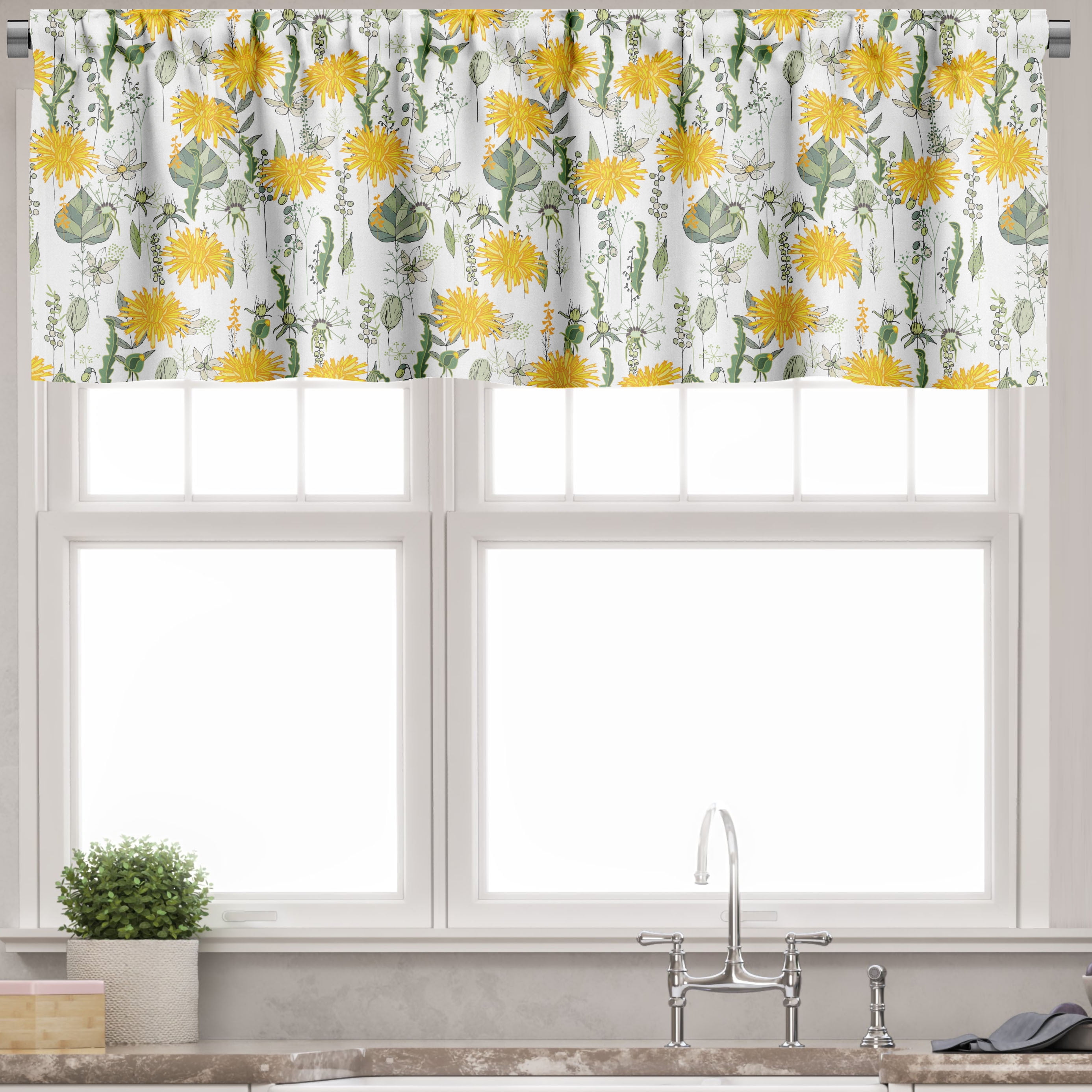 Ambesonne Nature Valance Pack of 2, Daffodils and Meadow Flowers, 42 ...