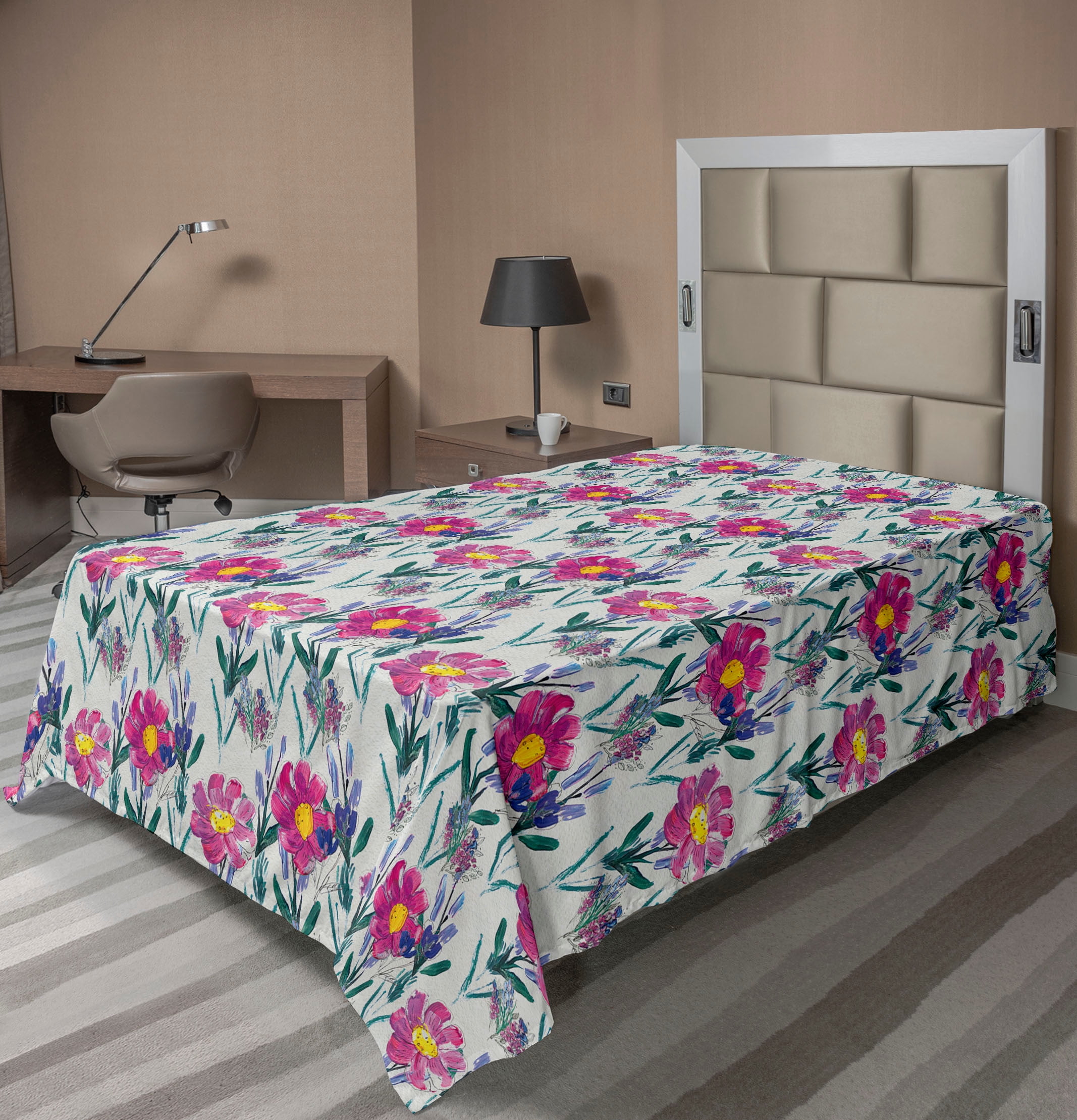 Ambesonne Nature Vibes Flat Bedding Sheet Soft Top Sheet, Leafy ...