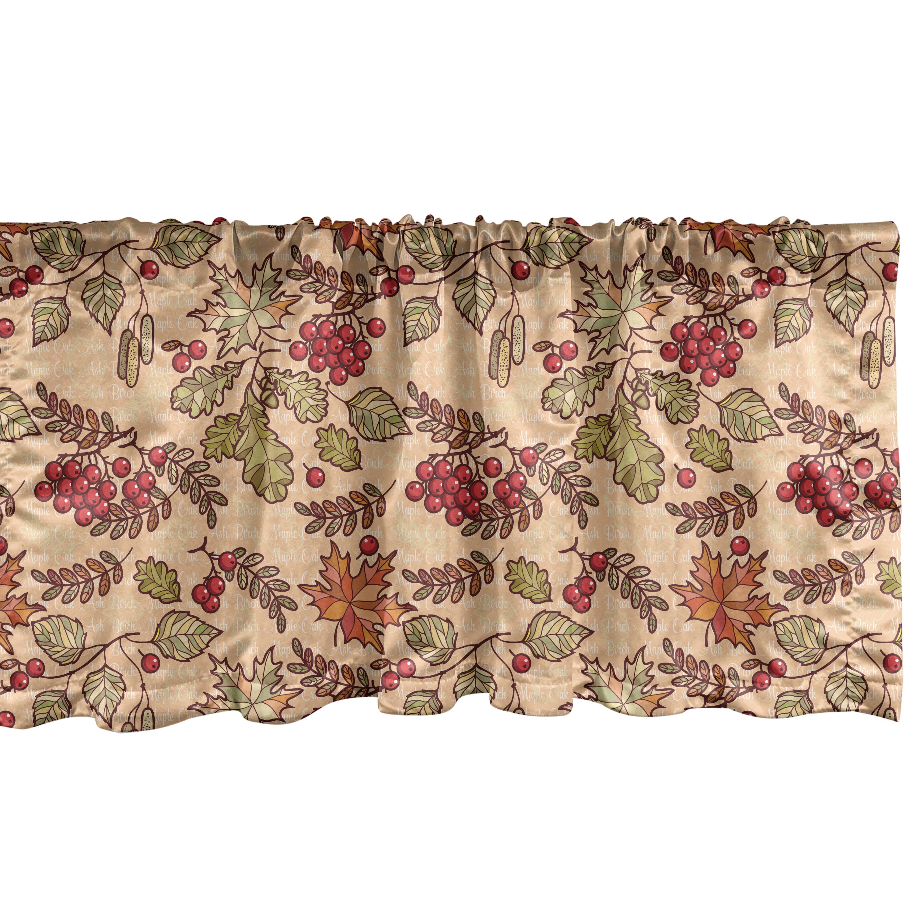 Ambesonne Nature Window Valance, Rowan Maple Birch Oak Branches ...