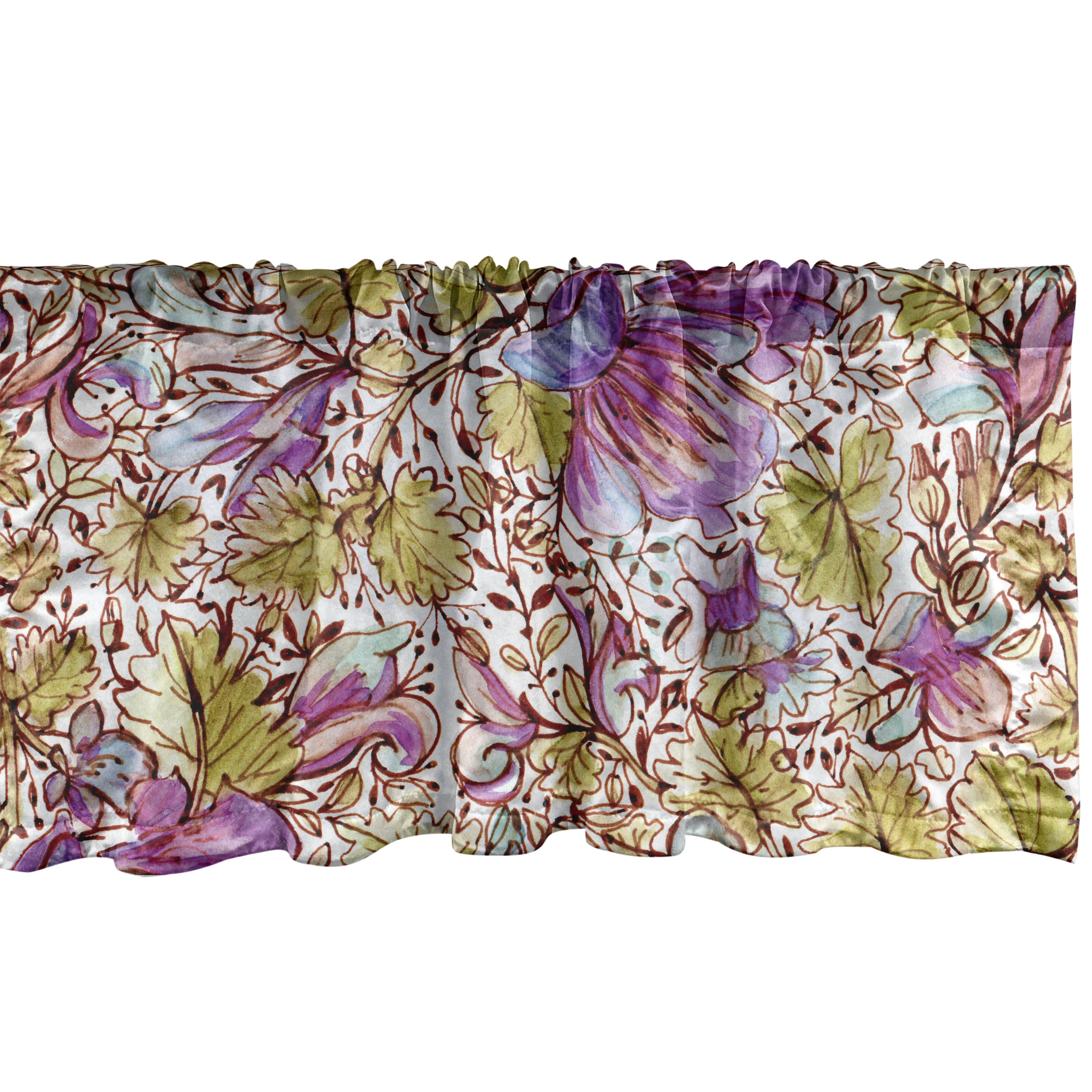 Ambesonne Nature Window Valance with Rod Pocket, Blossoms Romantic ...