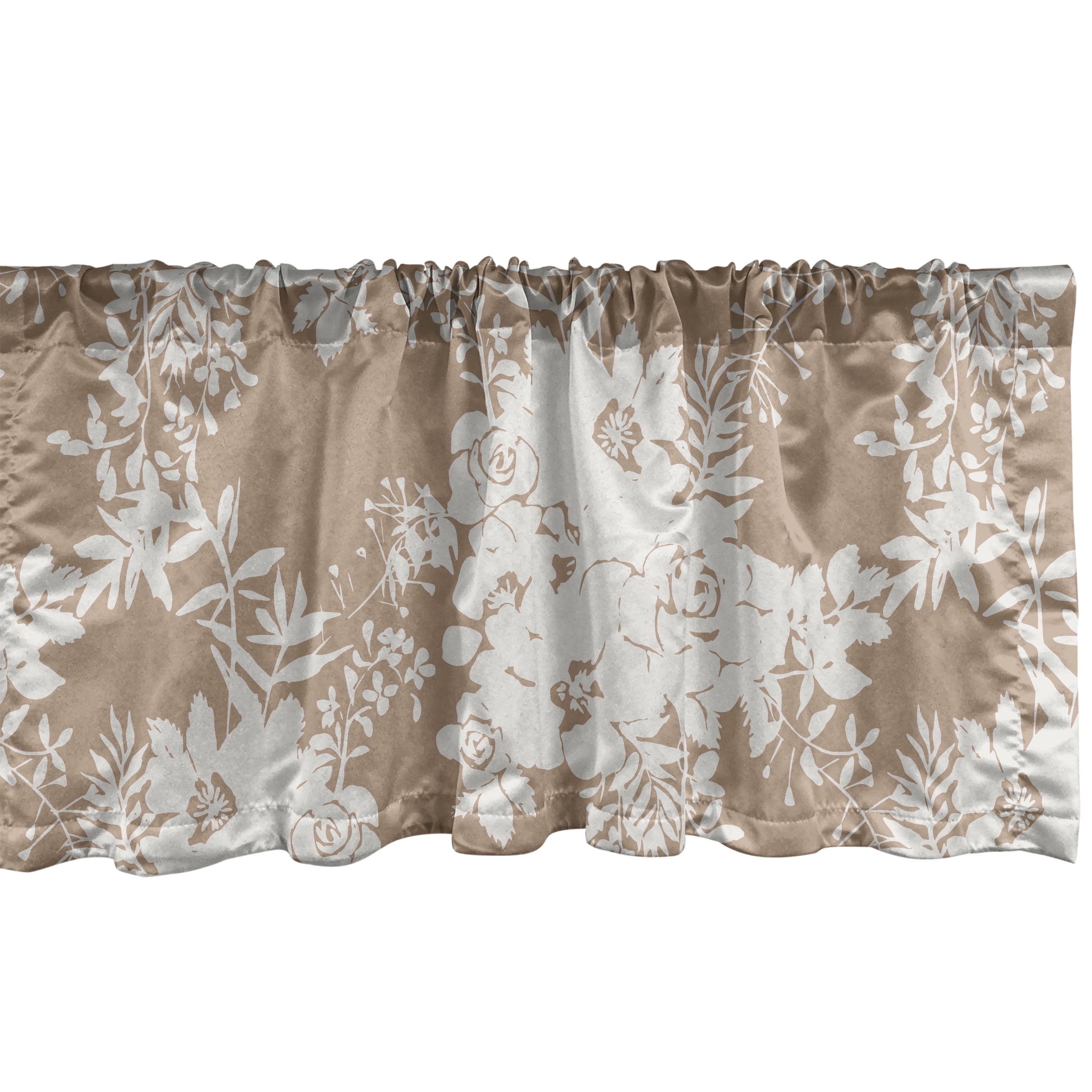 Ambesonne Nature Window Valance with Rod Pocket, Rose Silhouettes ...