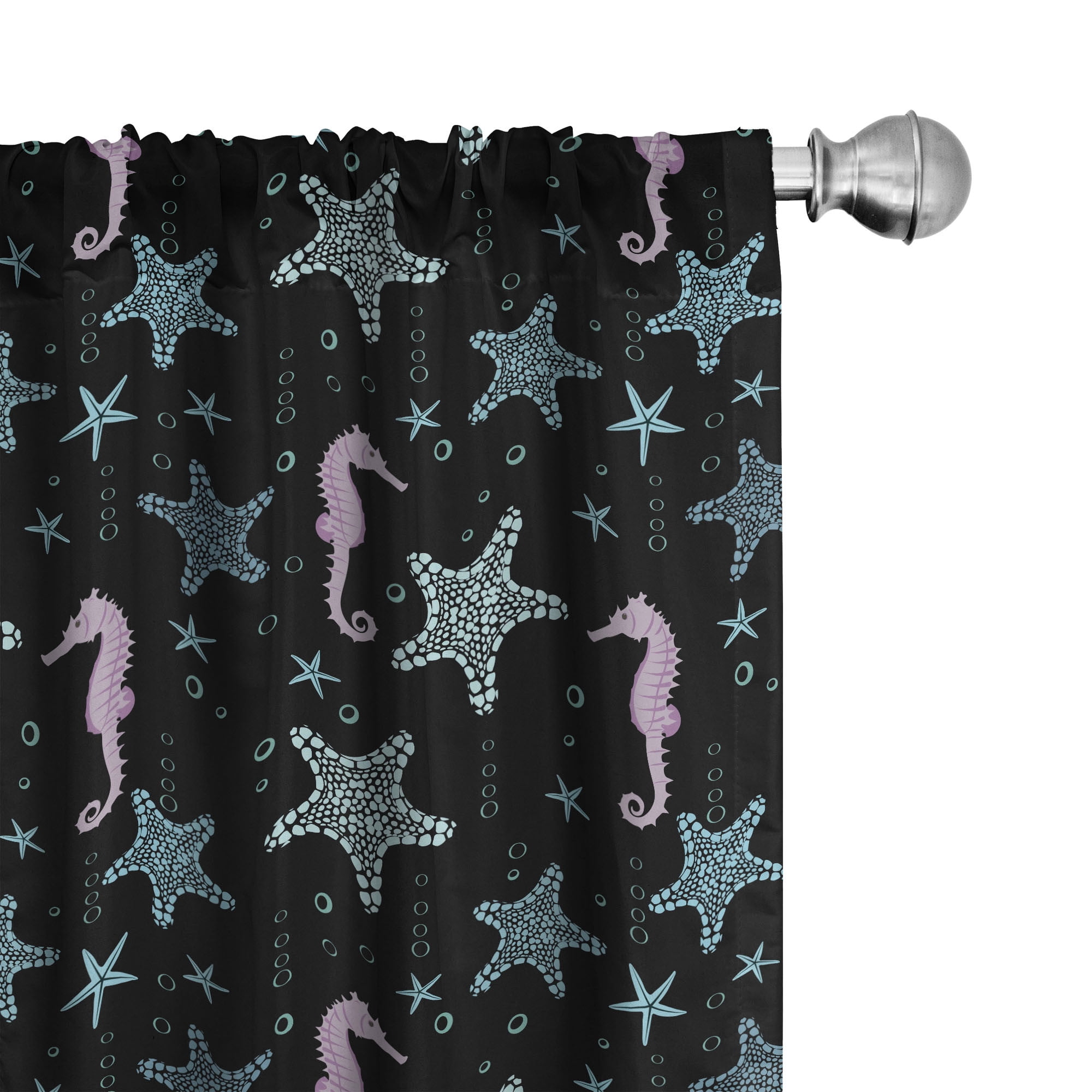 Ambesonne Nautical Window Curtains, Simplified Starfish Bubble, Each 28 ...