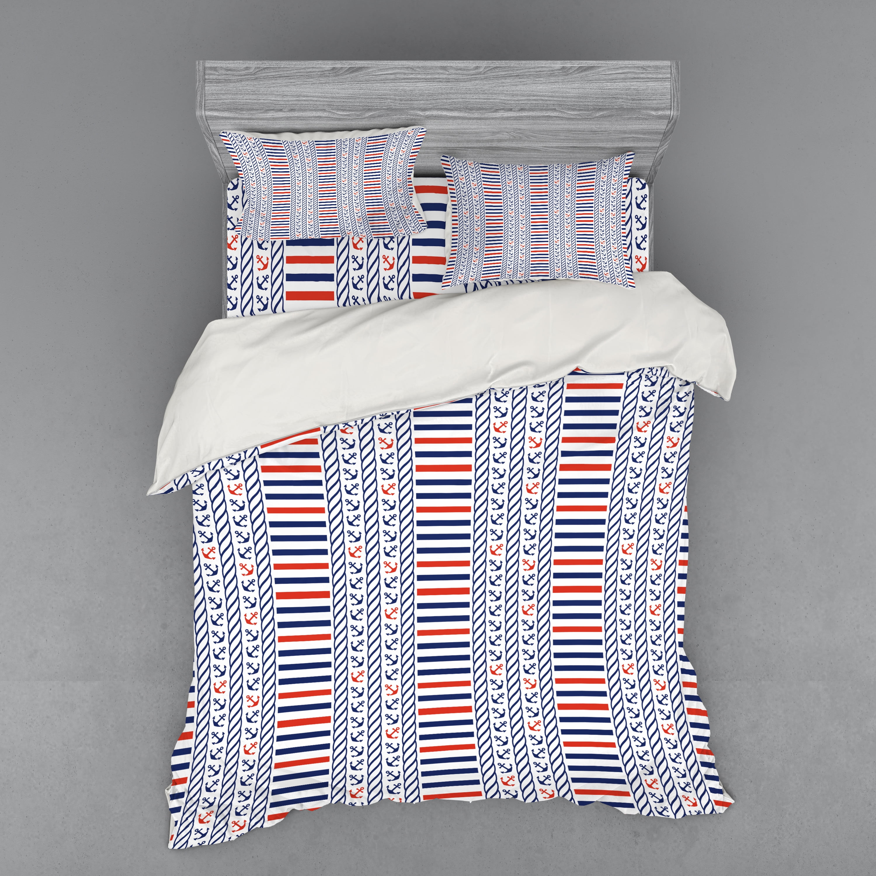 Ambesonne Nautical Bedding Set 4 Pcs, Marine Pattern Stripes, Queen ...