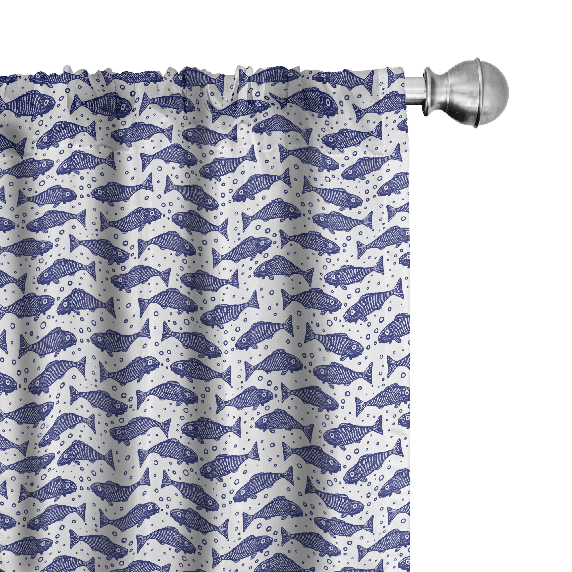 Ambesonne Nautical Curtains, Hand Drawn Fish Bubbles, Pair of 28"x84 ...