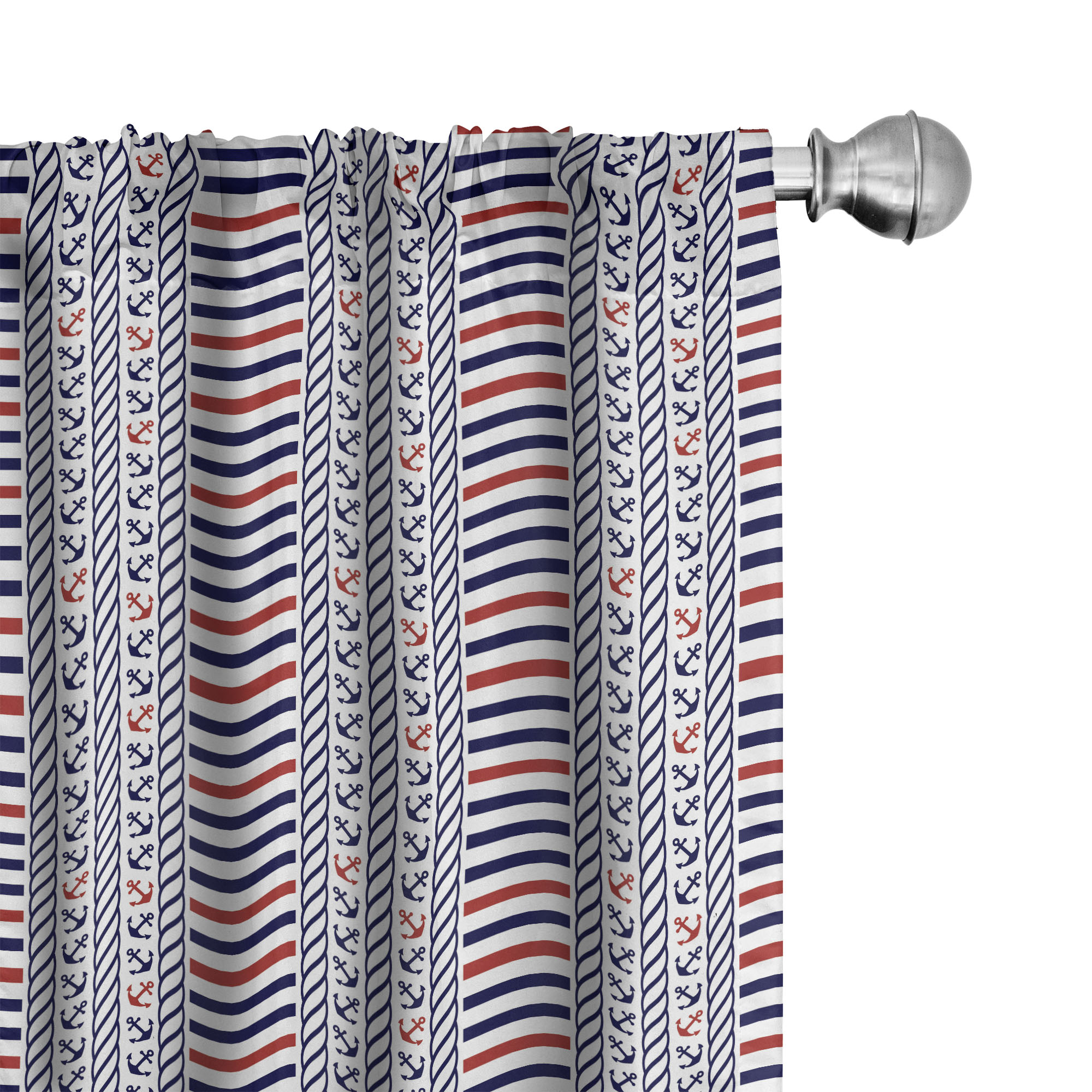 Ambesonne Nautical Curtains, Marine Pattern Stripes, Pair of 28"x63 ...