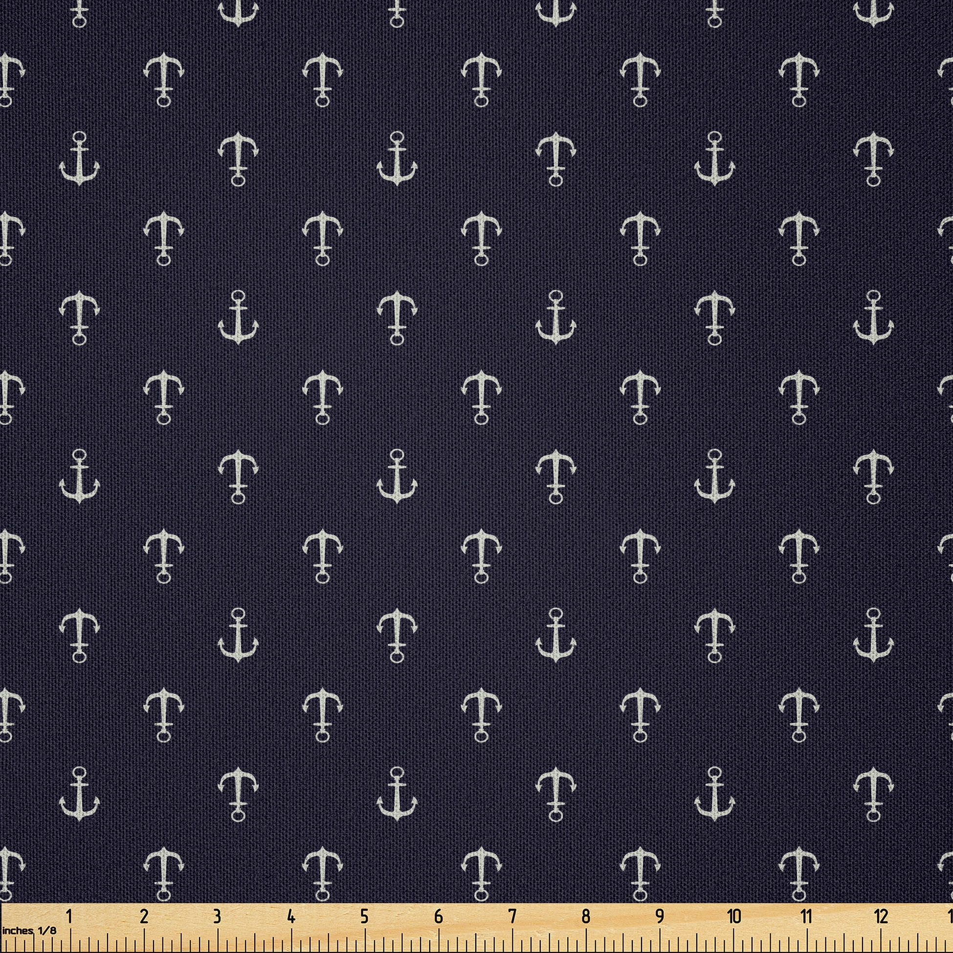 Ambesonne Nautical Fabric by the Yard Microfiber, Minimalist Anchors ...