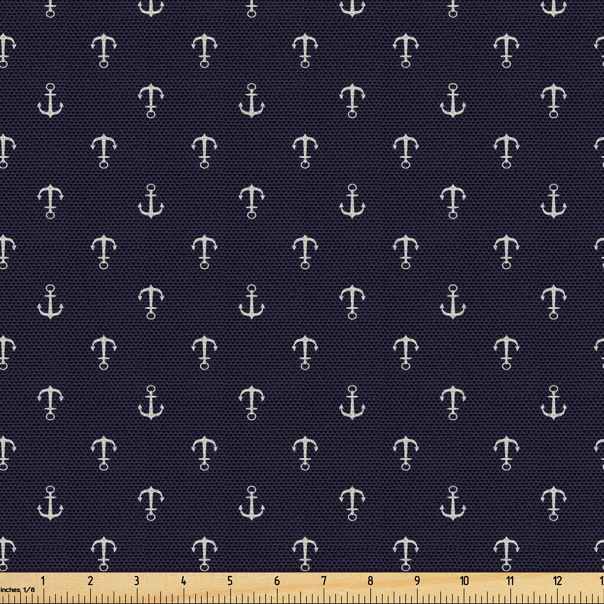 Ambesonne Nautical Fabric by the Yard Upholstery, Minimalist Anchors ...