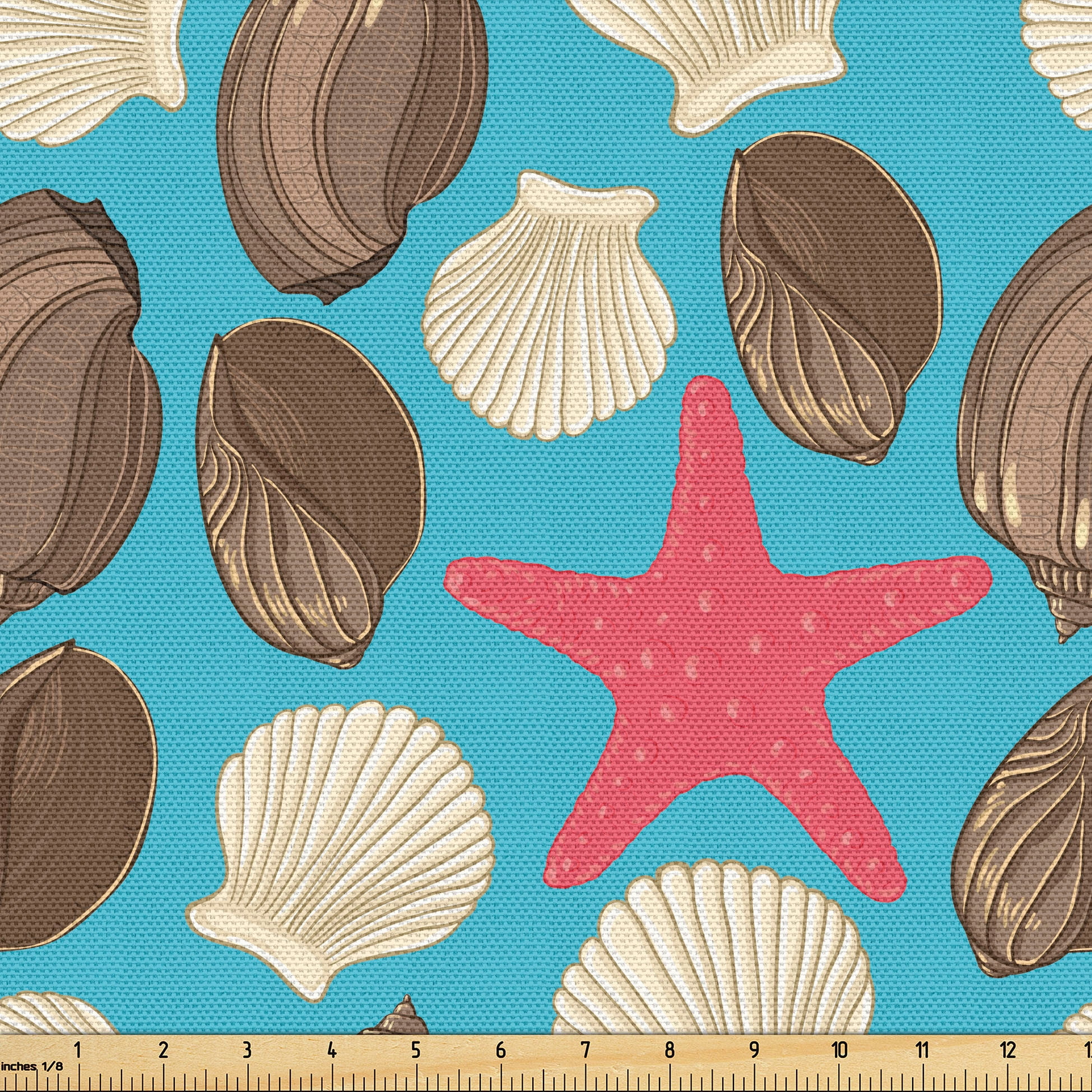 Ambesonne Nautical Fabric by the Yard Upholstery, Retro Starfish ...