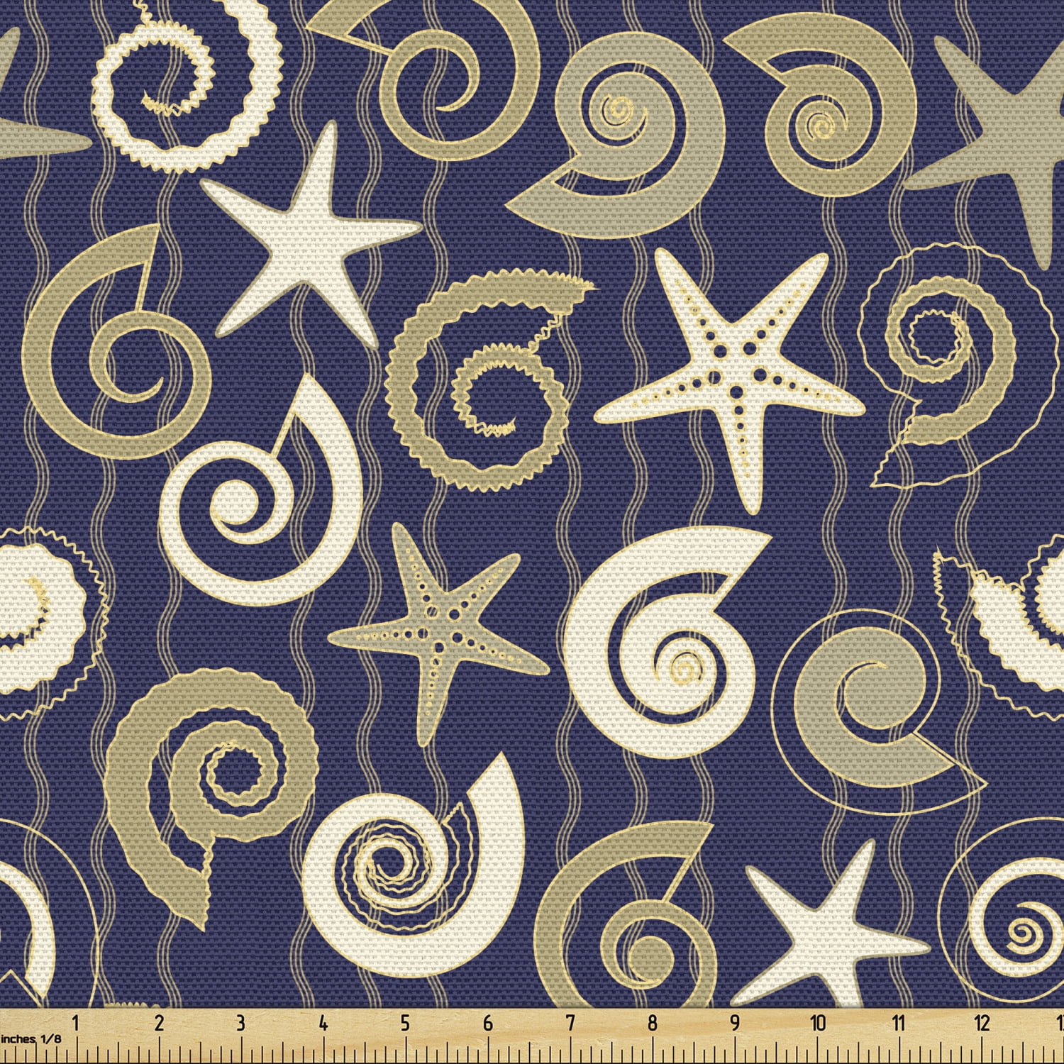 Ambesonne Nautical Fabric by the Yard Upholstery, Sea Shells Mollusk ...