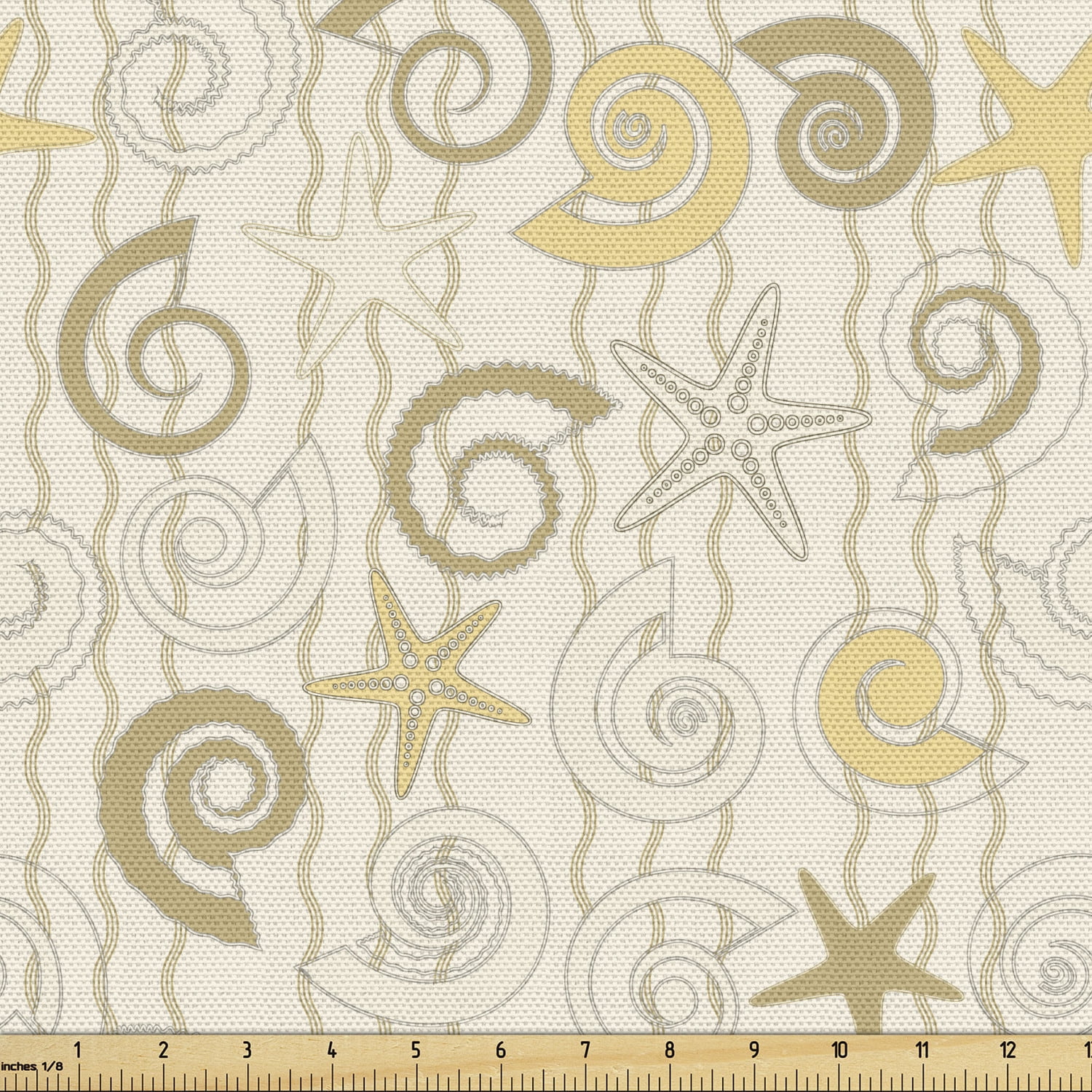 Ambesonne Nautical Fabric by the Yard Upholstery, Sea Shells and ...