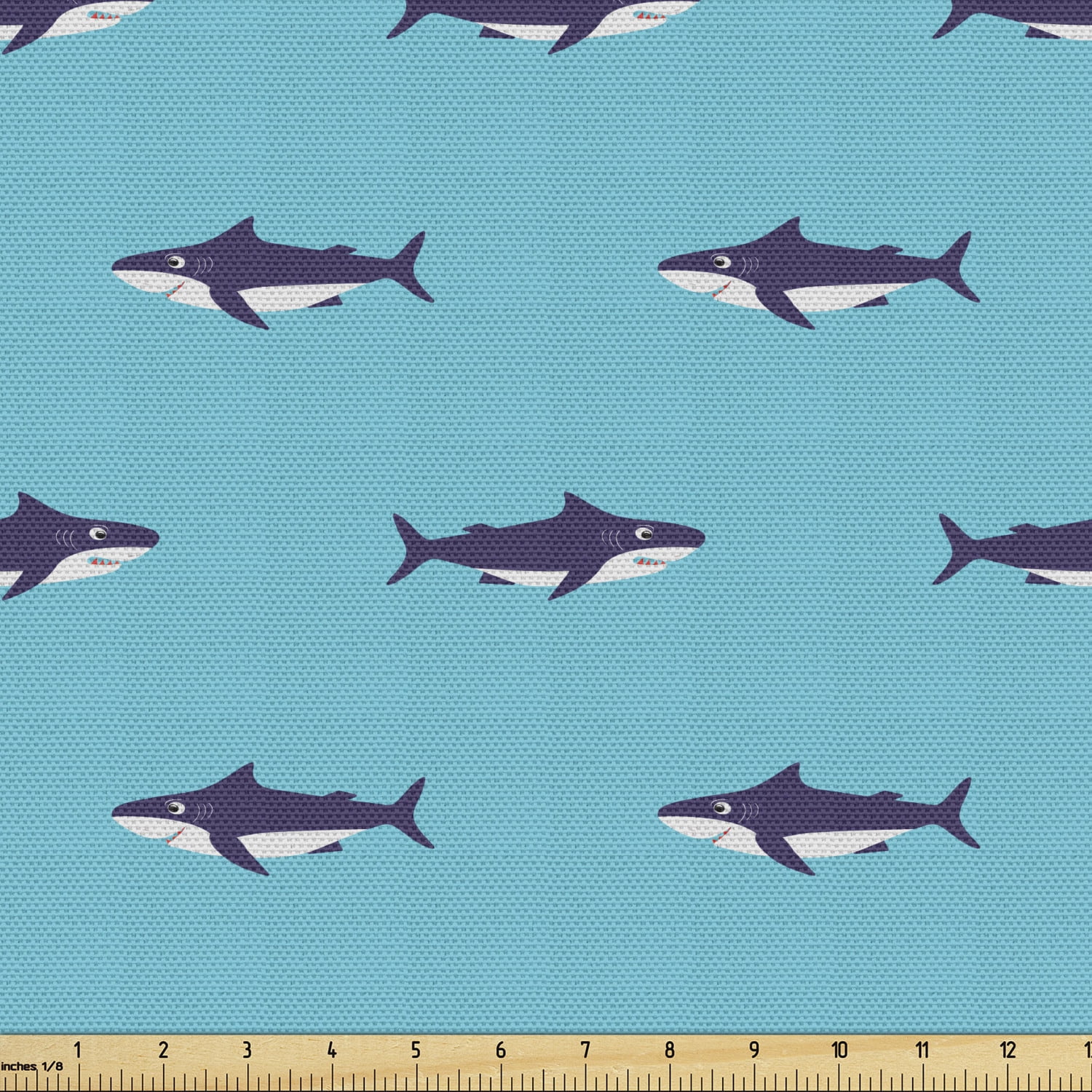 Ambesonne Nautical Fabric by the Yard Upholstery, Smiling Sharks ...