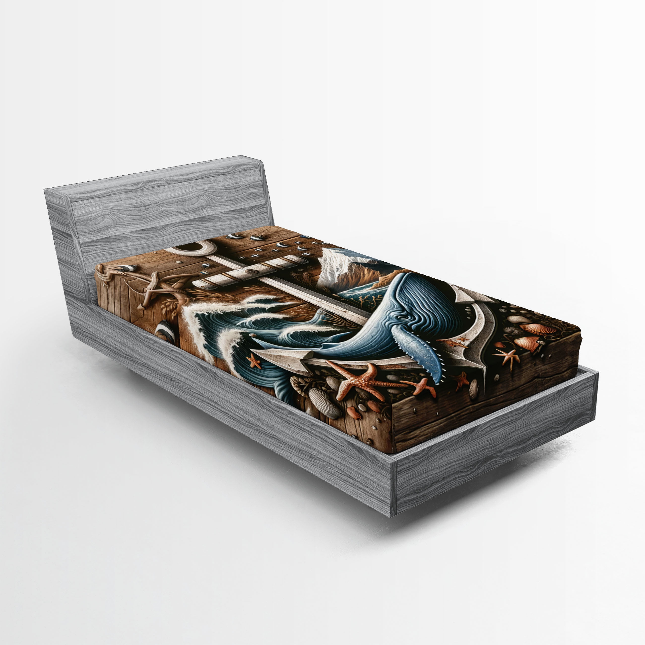 Ambesonne Nautical Fitted Sheet, Rustic Maritime Anchor Art, Twin Size ...