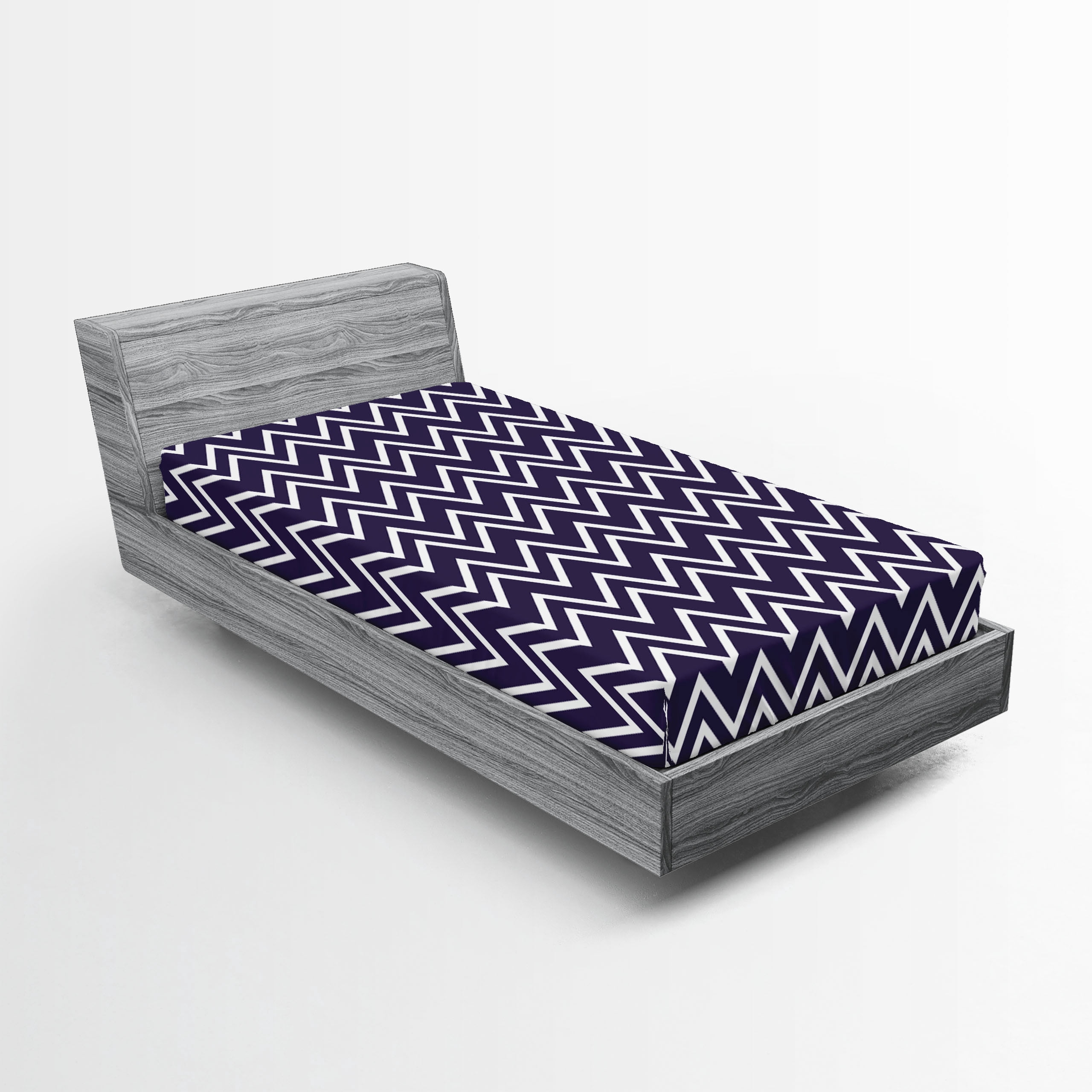 Ambesonne Nautical Fitted Sheet, Zig Zag Modern Pattern, Twin Size ...