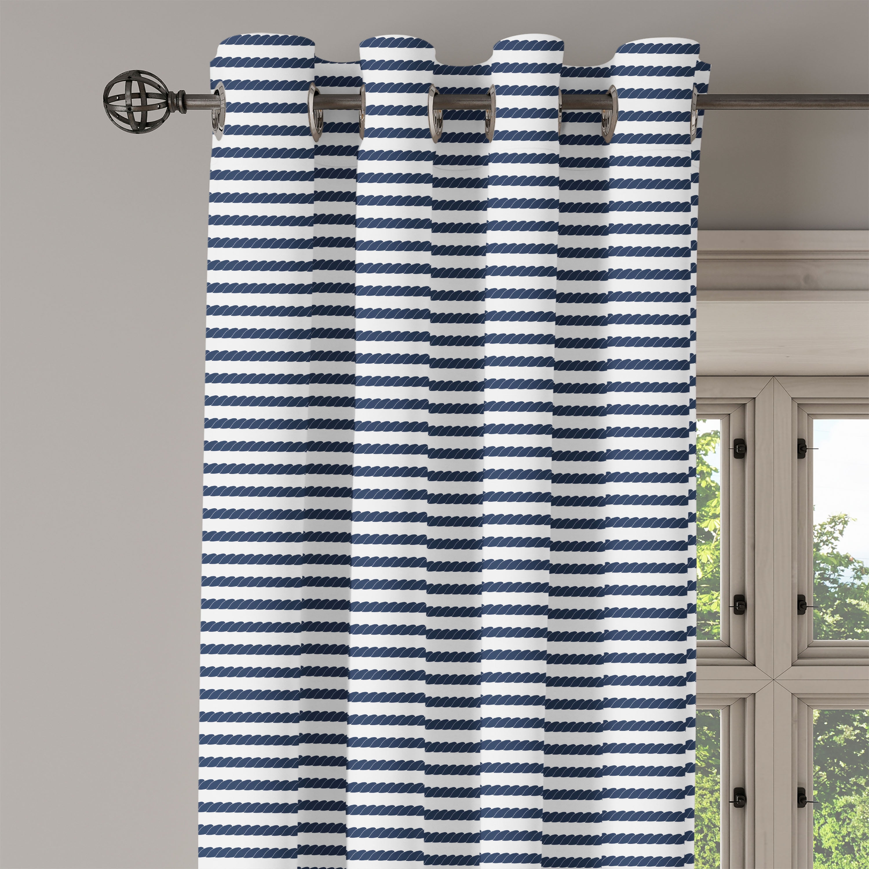 Ambesonne Nautical Grommet Curtain Single Panel, Marine Sea Life Design ...