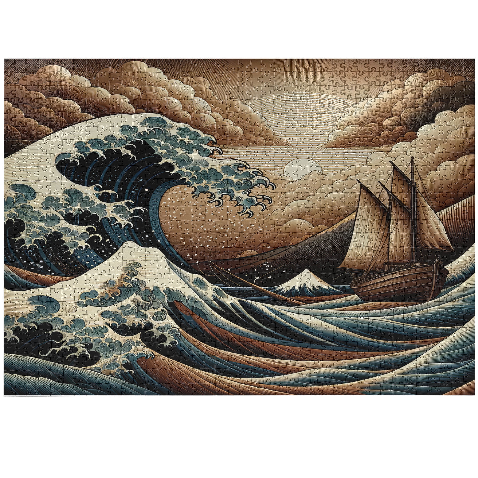 Ambesonne Nautical Jigsaw Puzzle Durable Cardboard, Ethnic Japanese ...