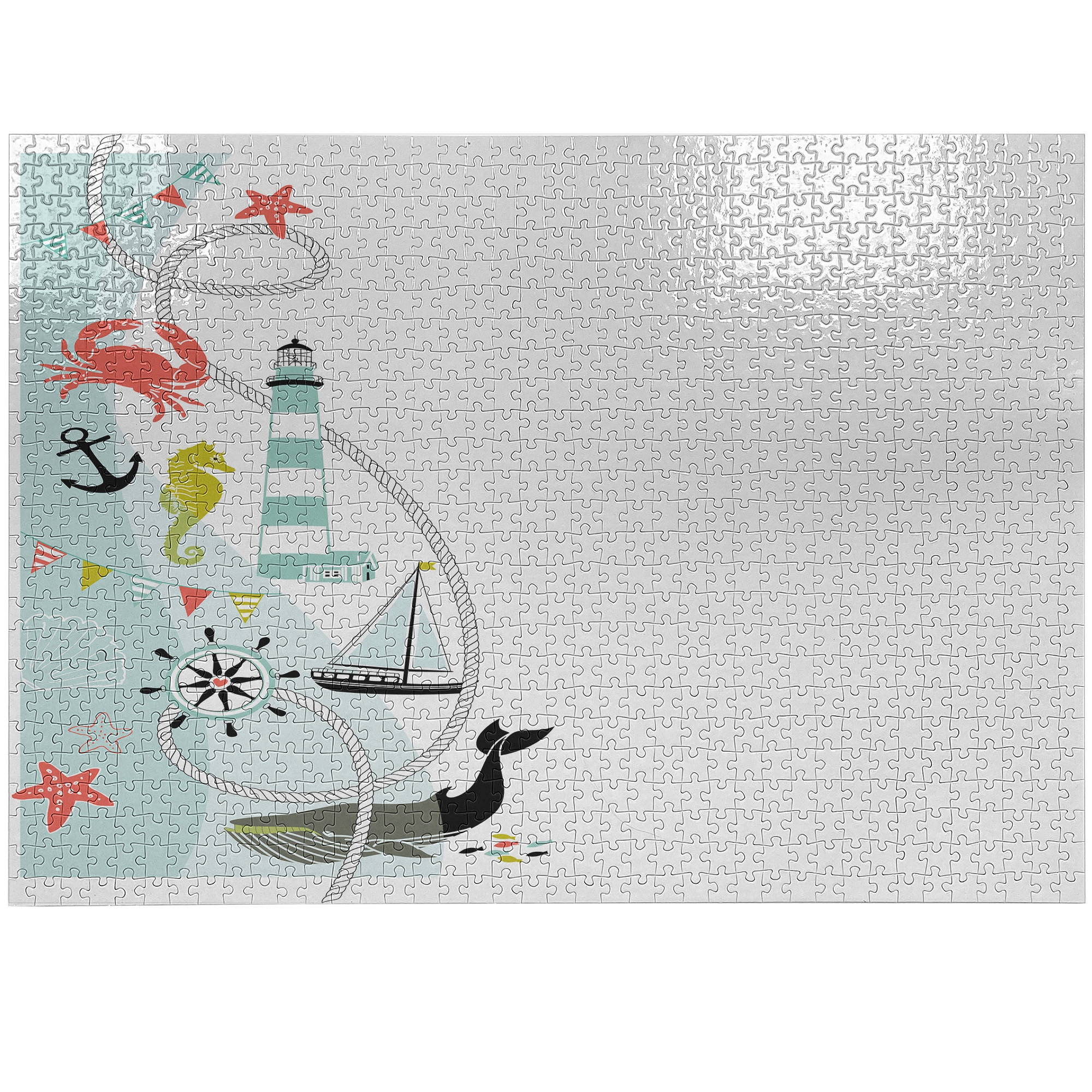 Ambesonne Nautical Jigsaw Puzzle Durable Cardboard, Ornate Border ...