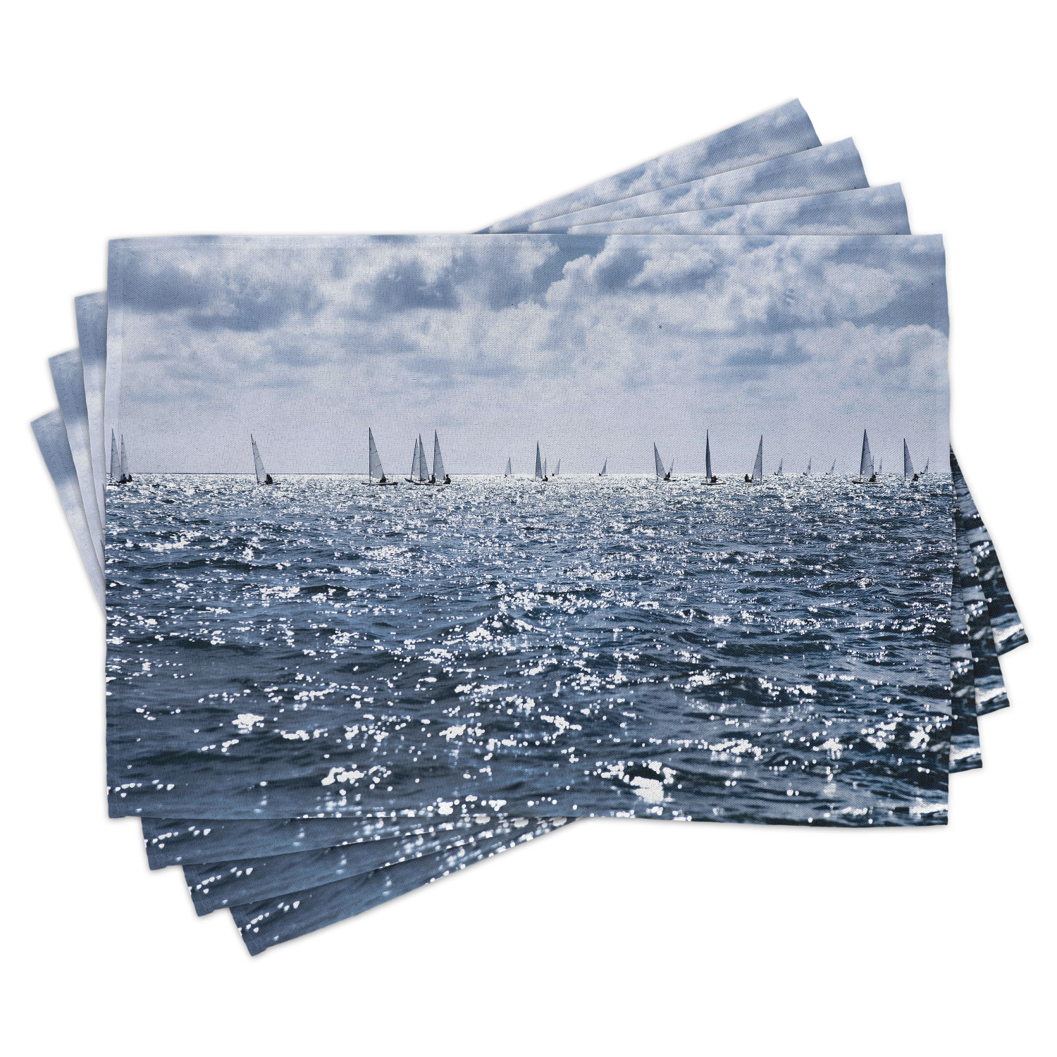 Ambesonne Nautical Place Mats Set of 4, Sailing Boats Sunny, Standard ...