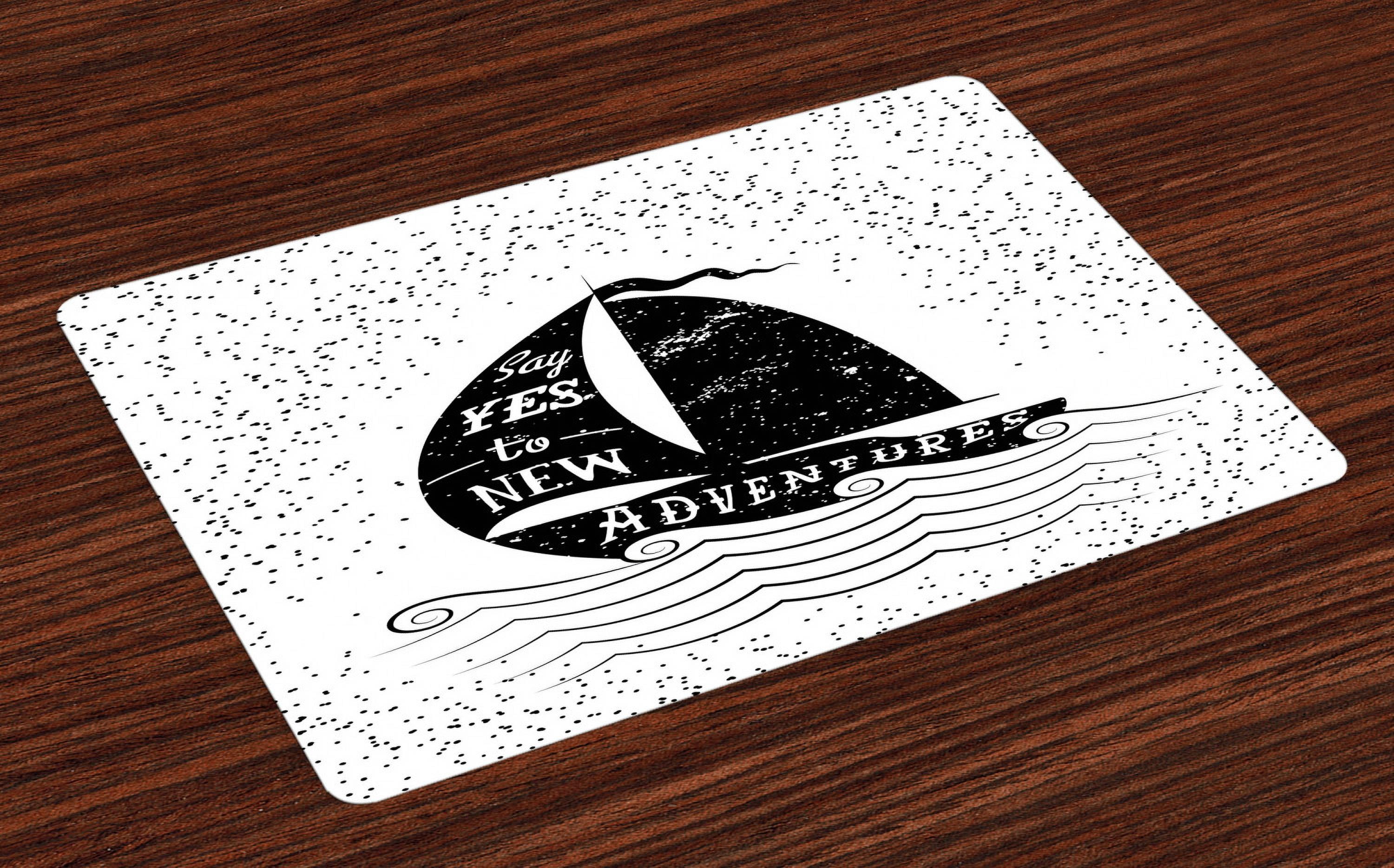 Ambesonne Nautical Place Mats Set of 4, Say Yes to Adventure, Standard ...