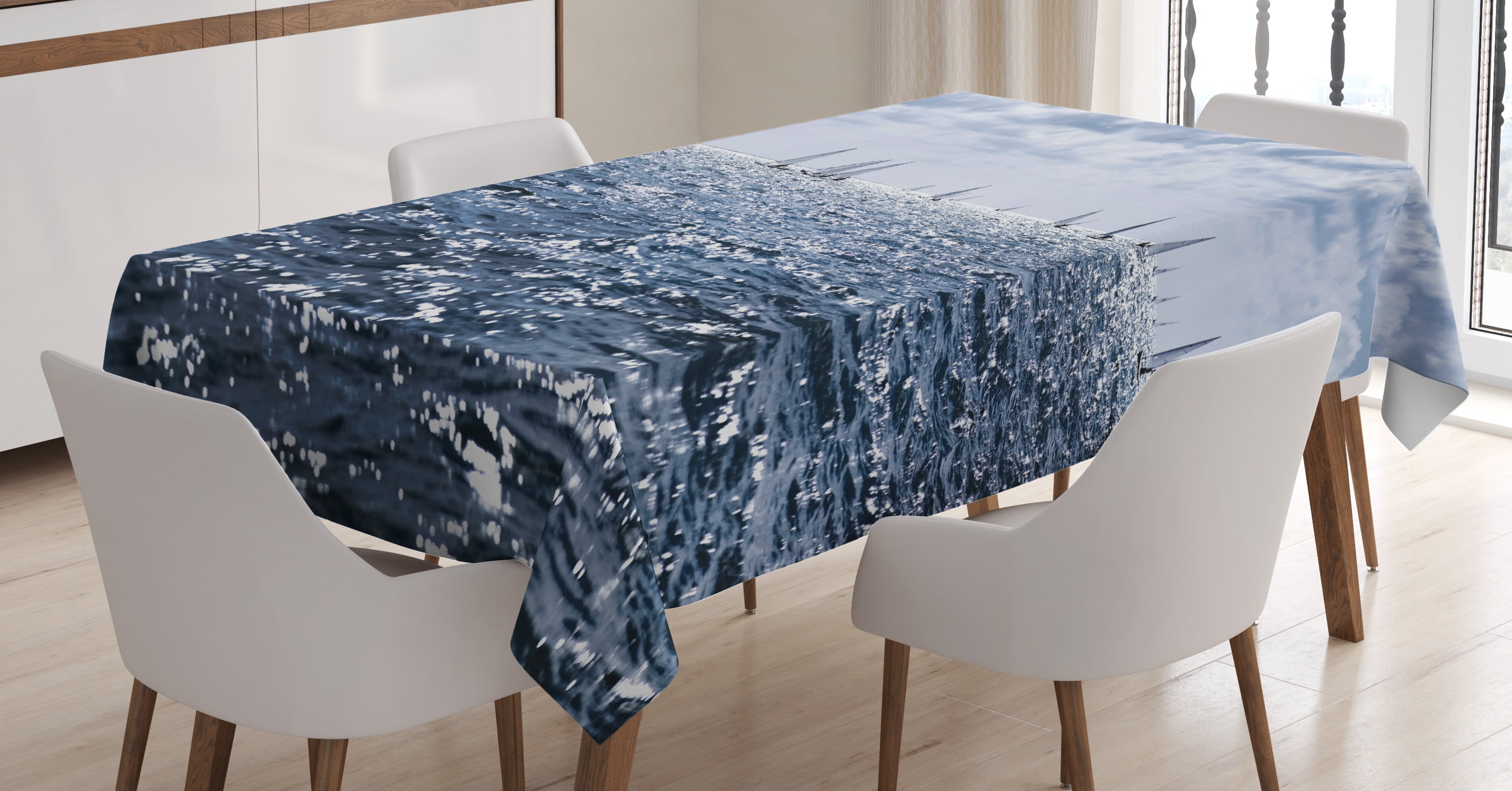 Ambesonne Nautical Tablecloth Rectangular Table Cover, Sailing Boats ...