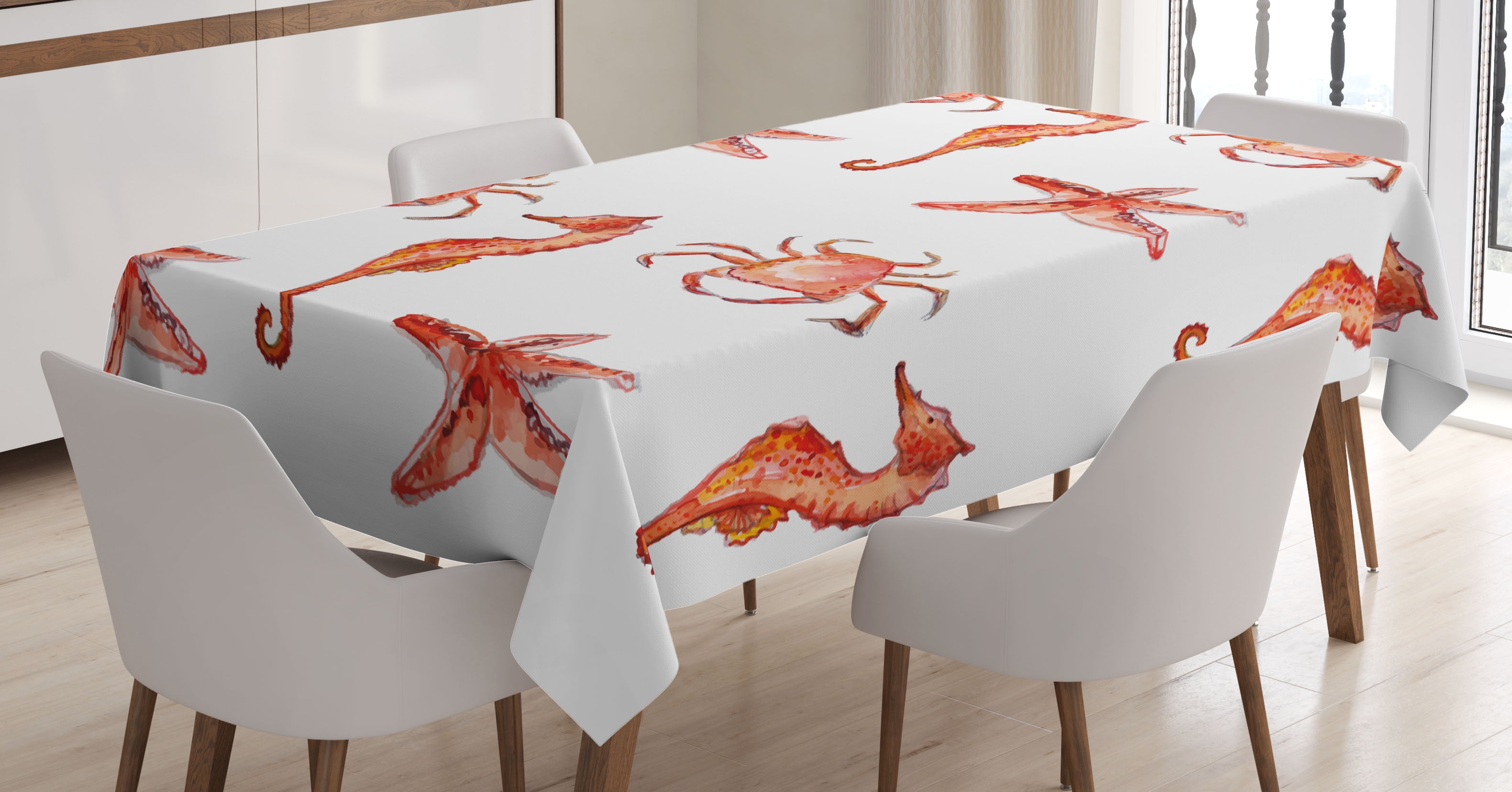 Ambesonne Nautical Tablecloth Rectangular Table Cover, Underwater Sea ...