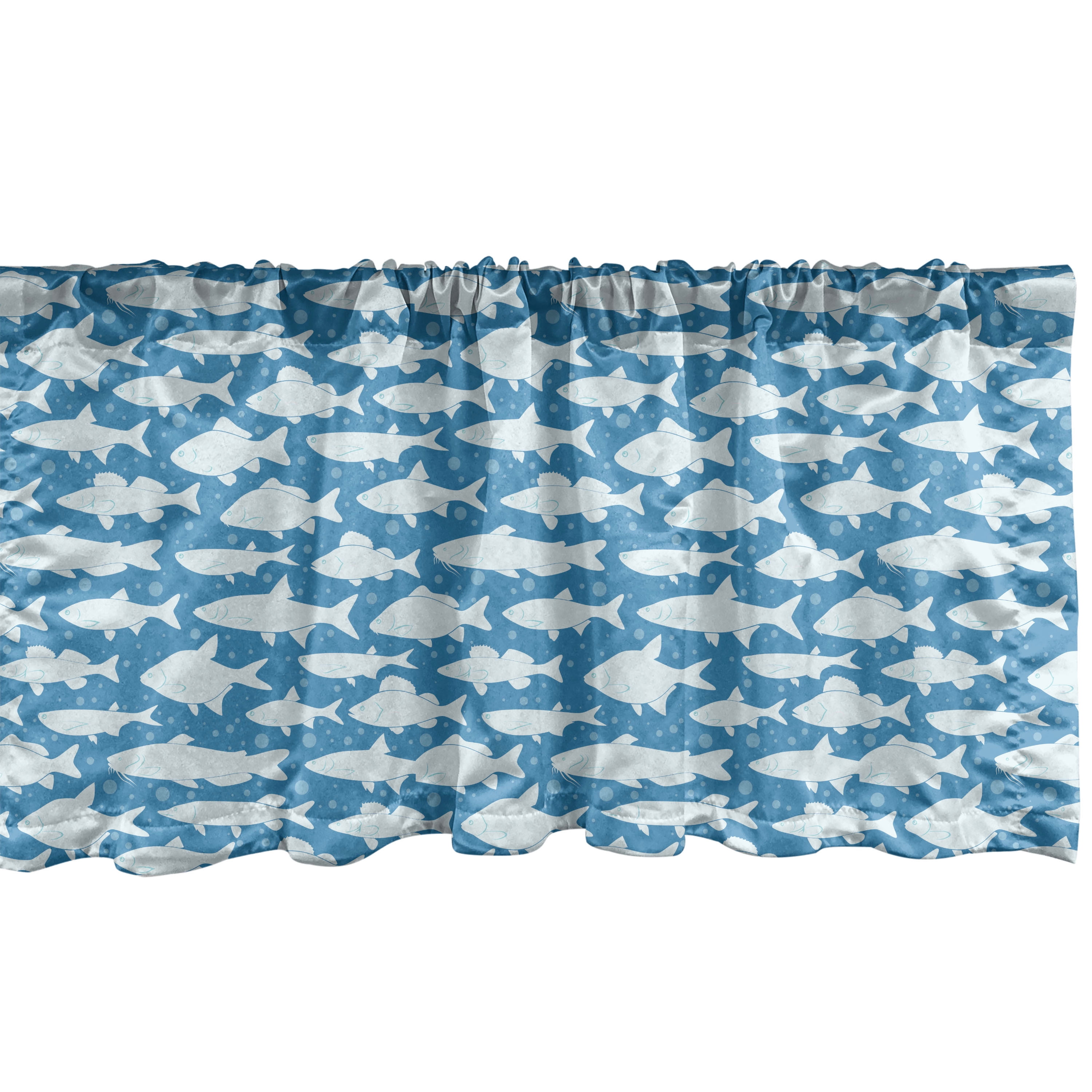 Ambesonne Nautical Valance Pack of 2, Fish and Bubbles Seascape, 54"X12 ...
