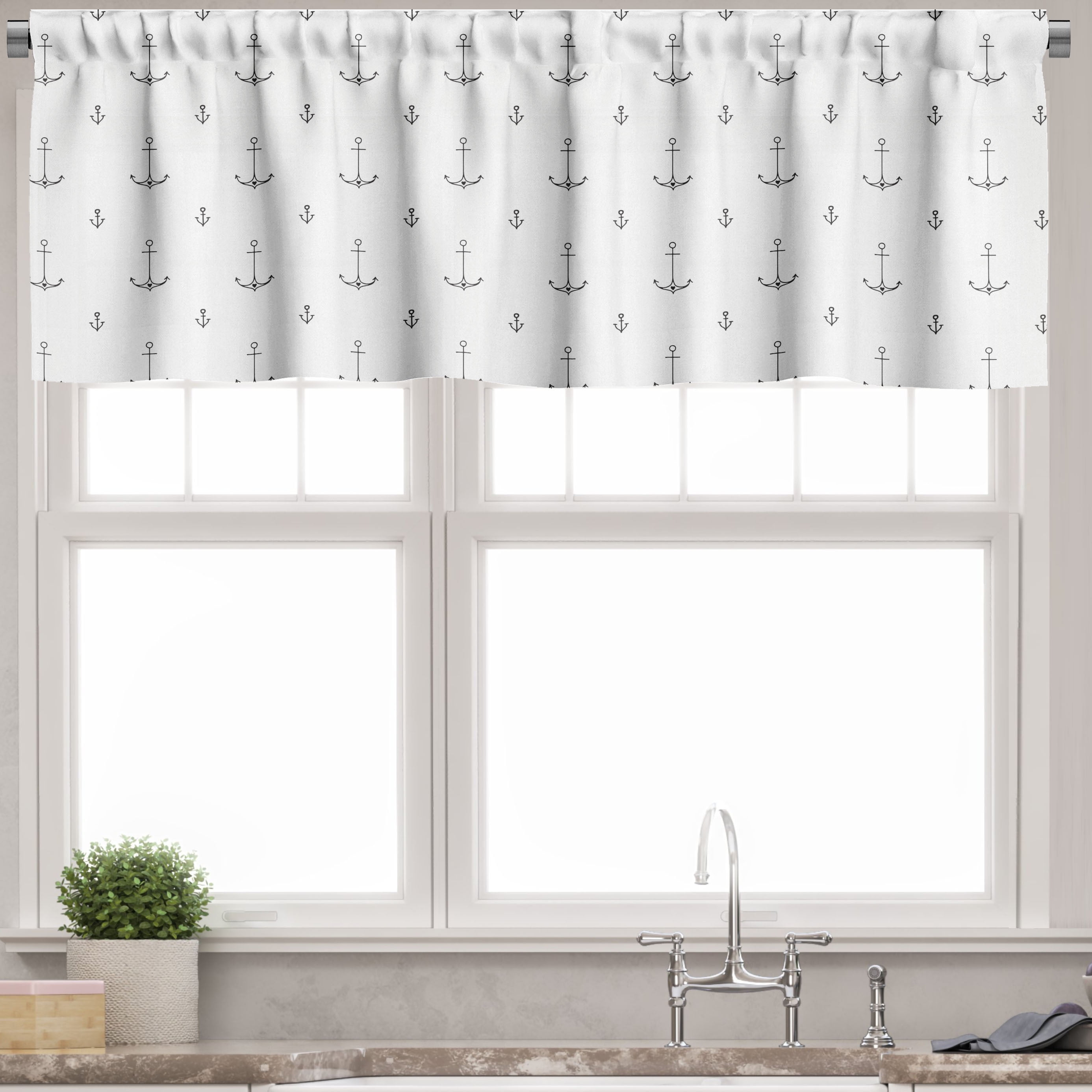 Ambesonne Nautical Valance Pack of 2, Maritime Sea Item Pattern, 54"X18 ...