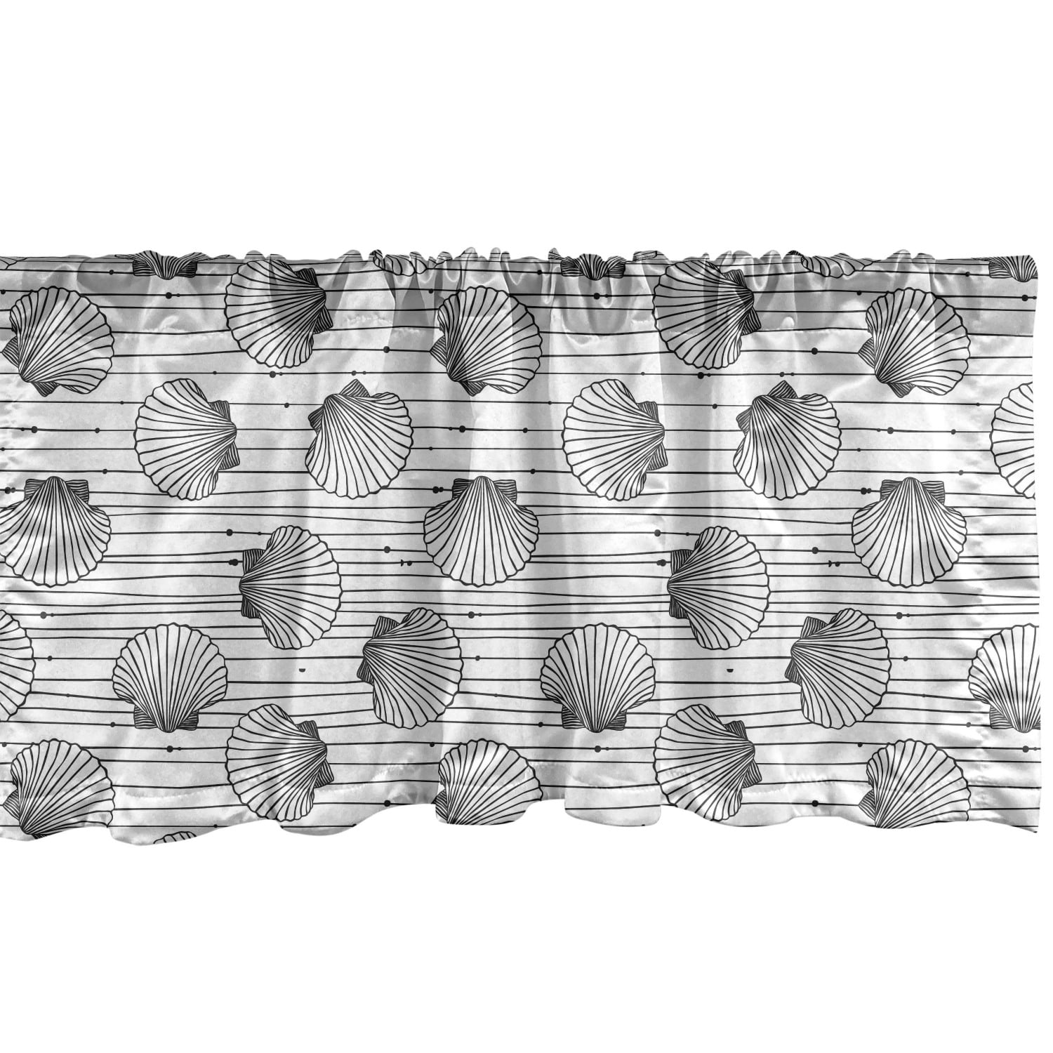 Ambesonne Nautical Valance Pack of 2, Sea Shells and Stripes, 54"X12 ...