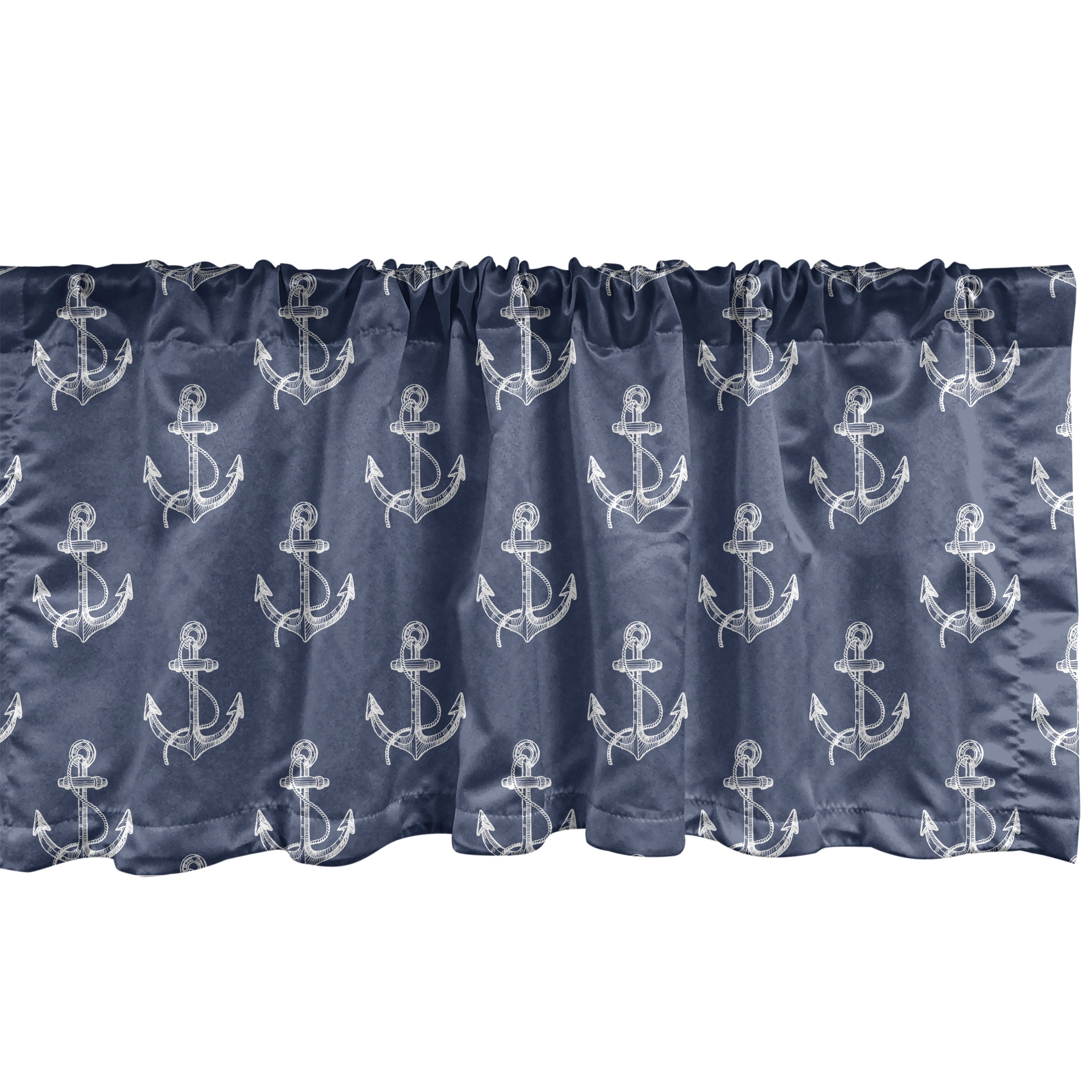 Ambesonne Nautical Valance Pack of 2, Striped Anchor Silhouettes, 54 ...