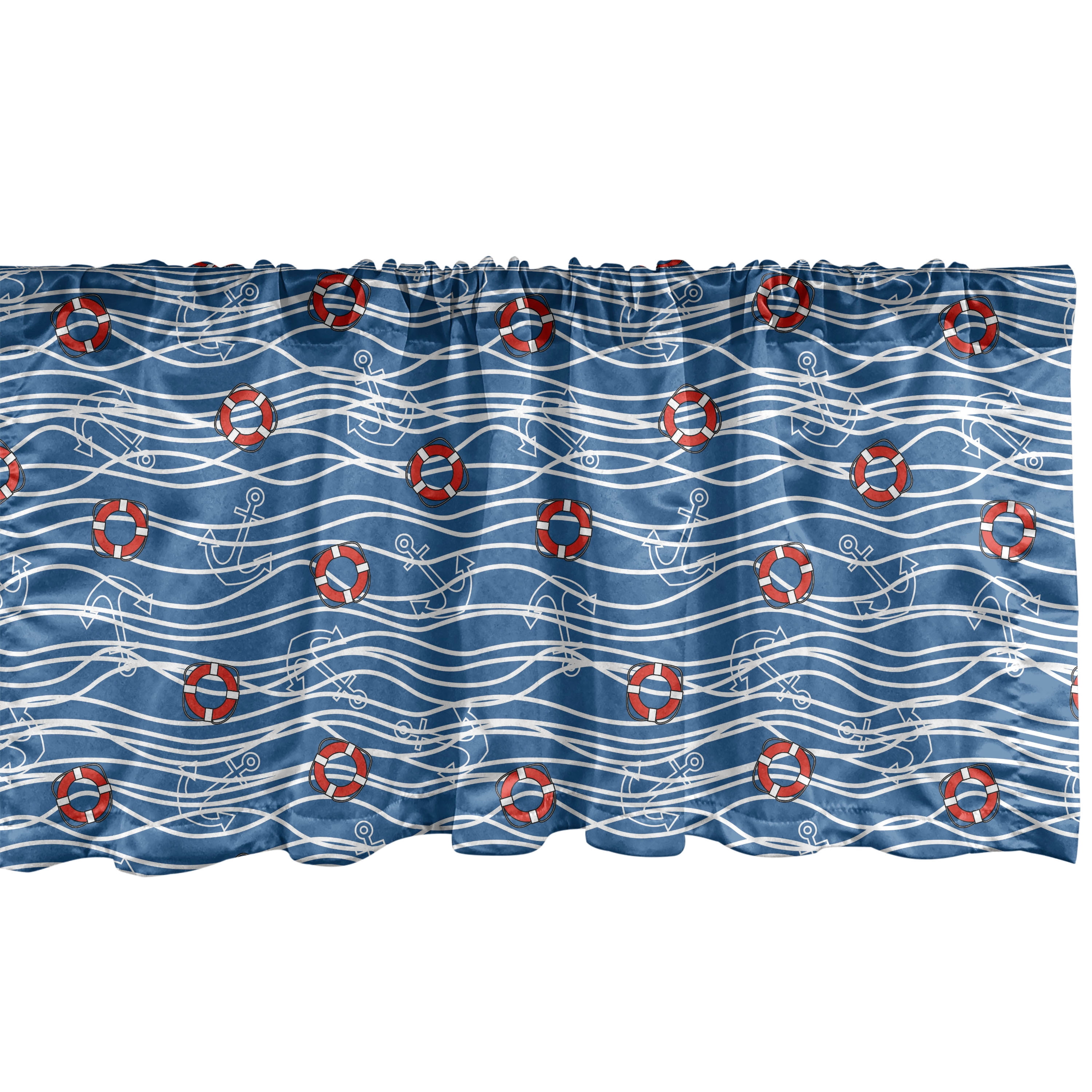 Ambesonne Nautical Window Valance, Blue Sea Waves, 54" X 18", Blue ...