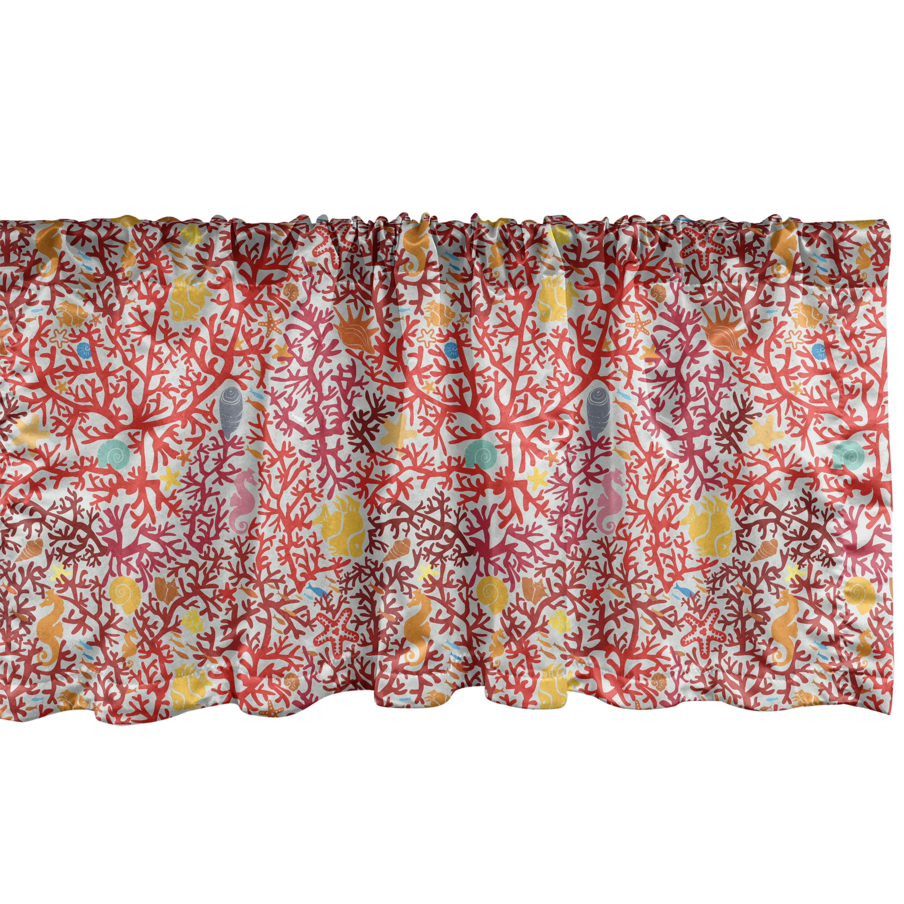 Ambesonne Nautical Window Valance, Colorful Design Reef Marine Life ...