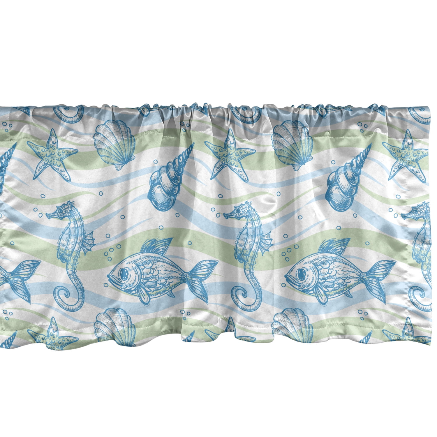 Ambesonne Nautical Window Valance, Marine Ocean Shell Starfish Oyster ...