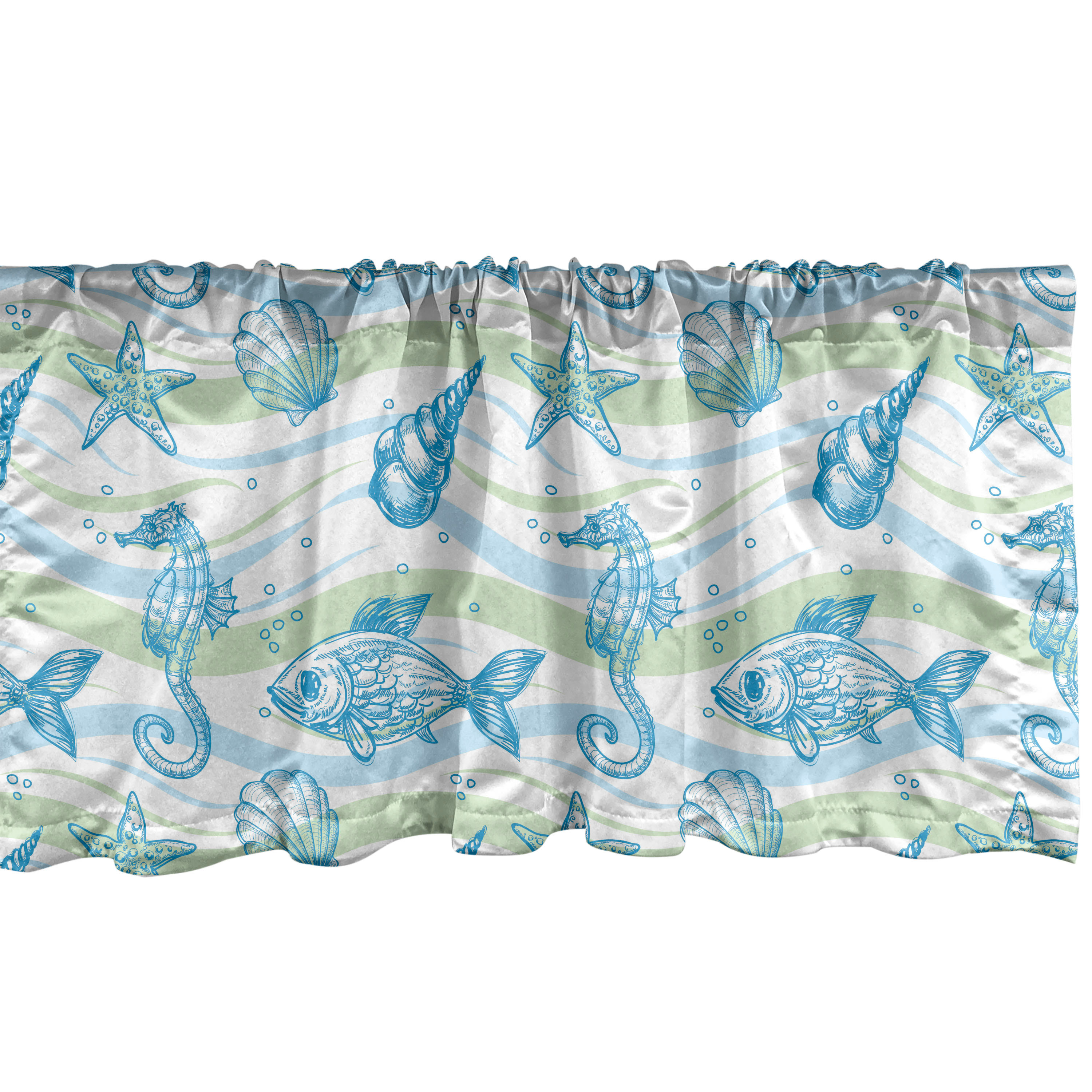 Ambesonne Nautical Window Valance, Ocean Shell Starfish, 54" X 12 ...