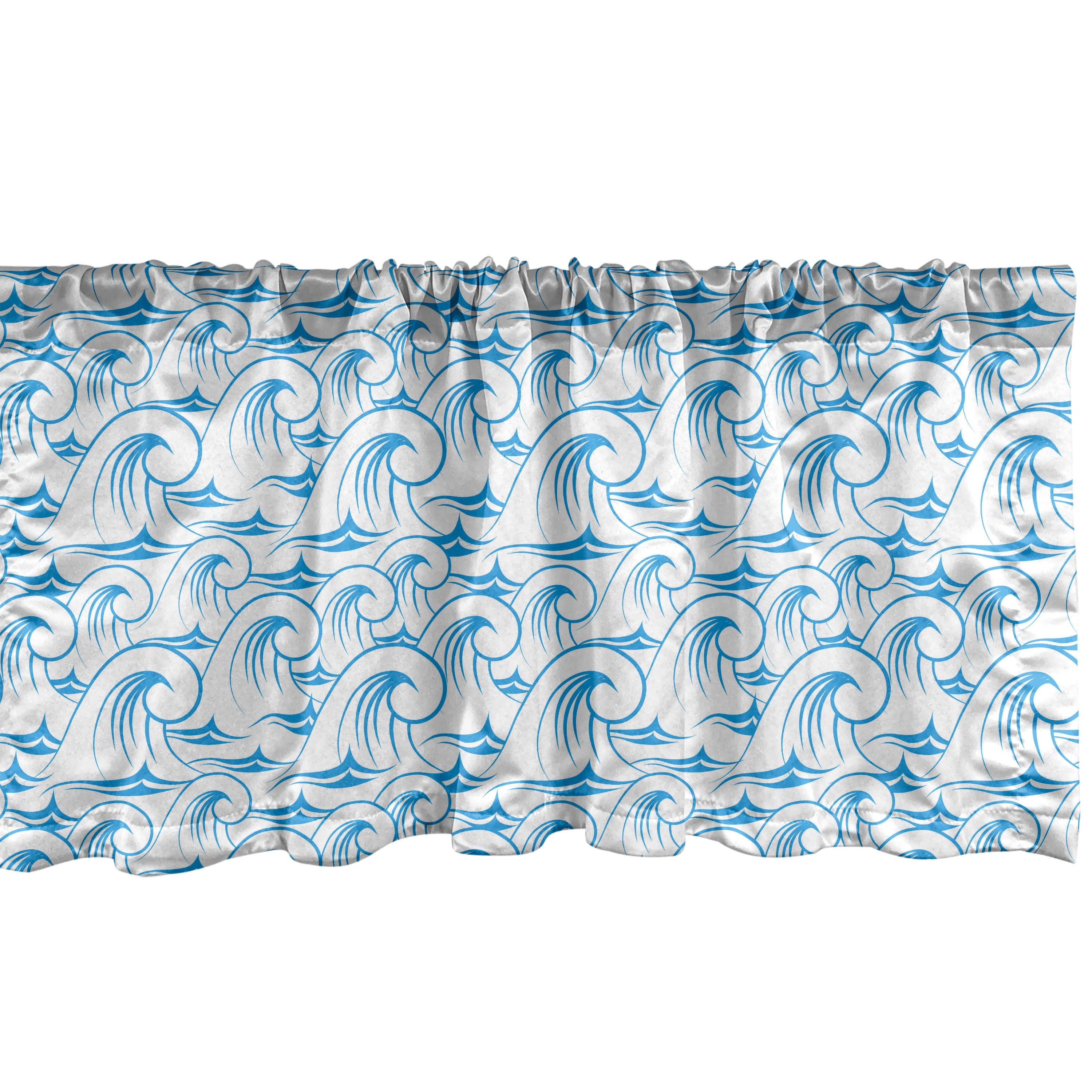 Ambesonne Nautical Window Valance, Ocean Waves Swirling Foam, 54" X 12 ...
