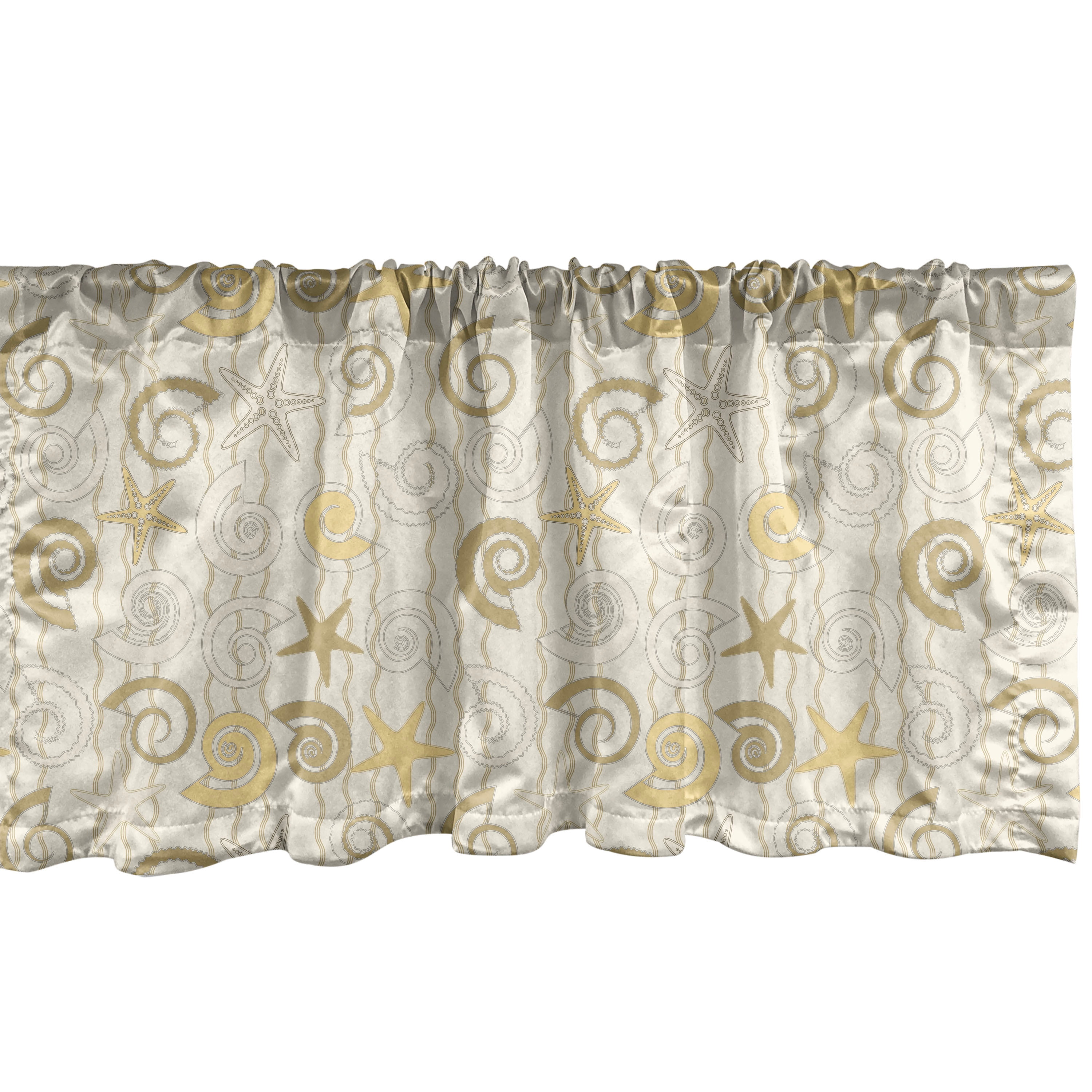 Ambesonne Nautical Window Valance, Sea Shells and Starfishes, 54" X 18 ...