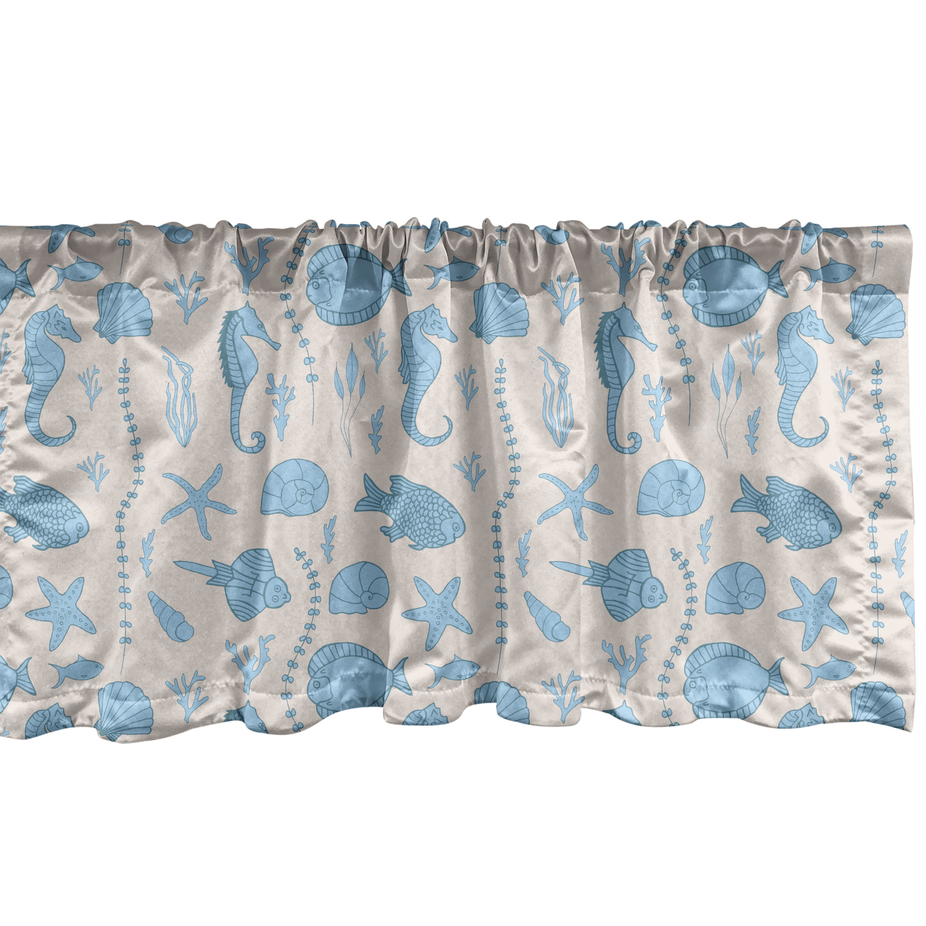 Ambesonne Nautical Window Valance, Sea s Seahorses Fish, 54" X 12 ...