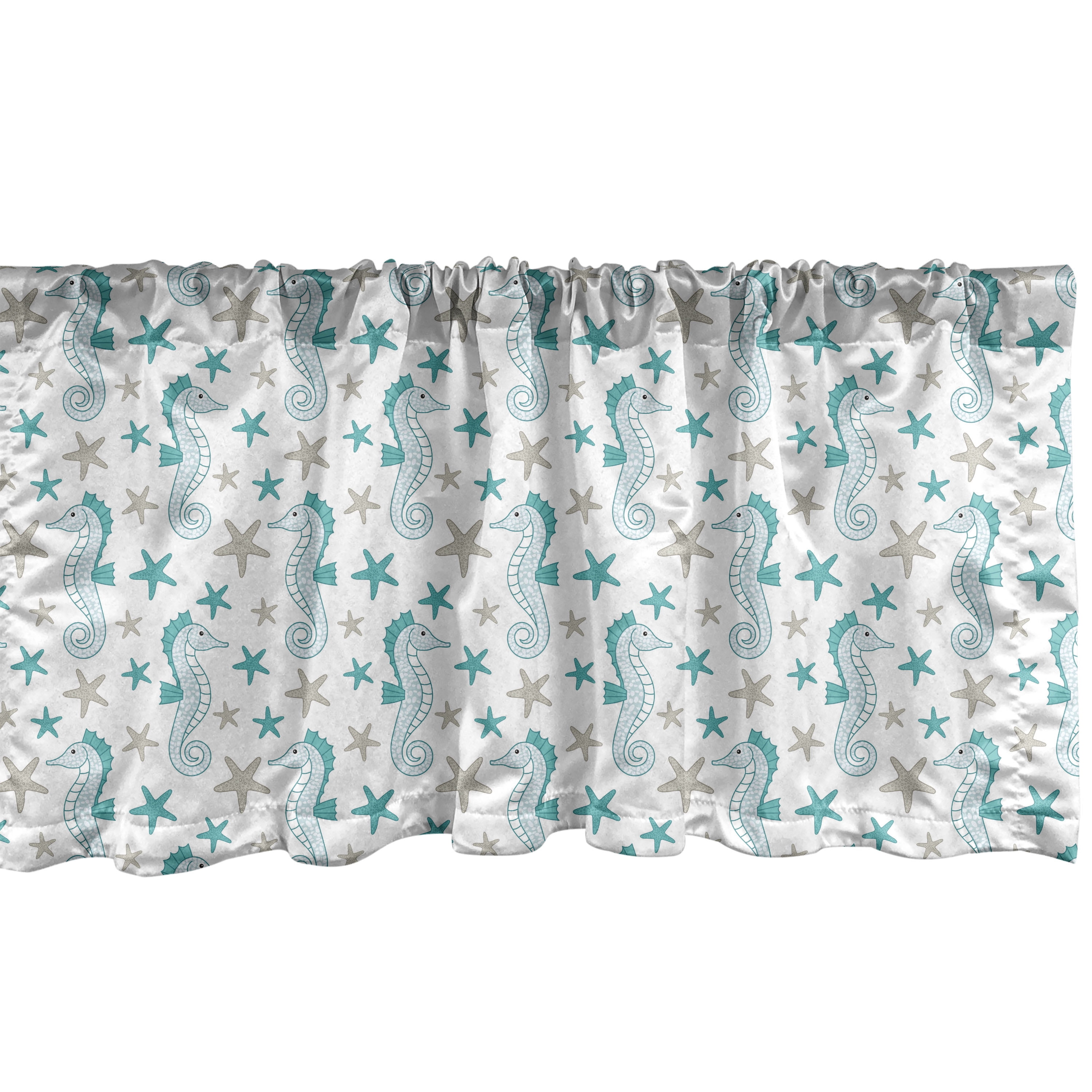 Ambesonne Nautical Window Valance, Seahorses and Starfish, 54" X 12 ...