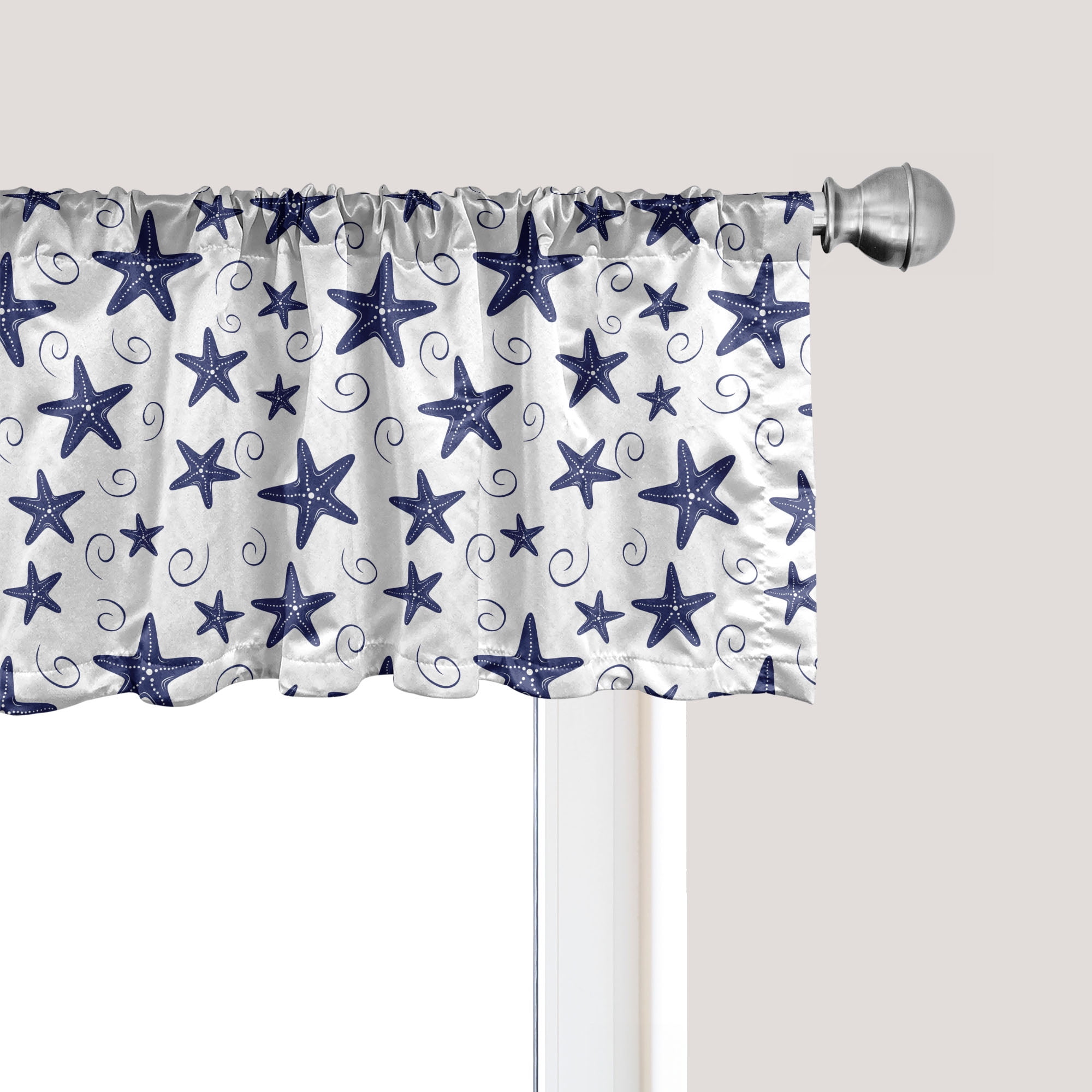 Ambesonne Nautical Window Valance, Starfish and Curls Pattern, 42" x 18 ...