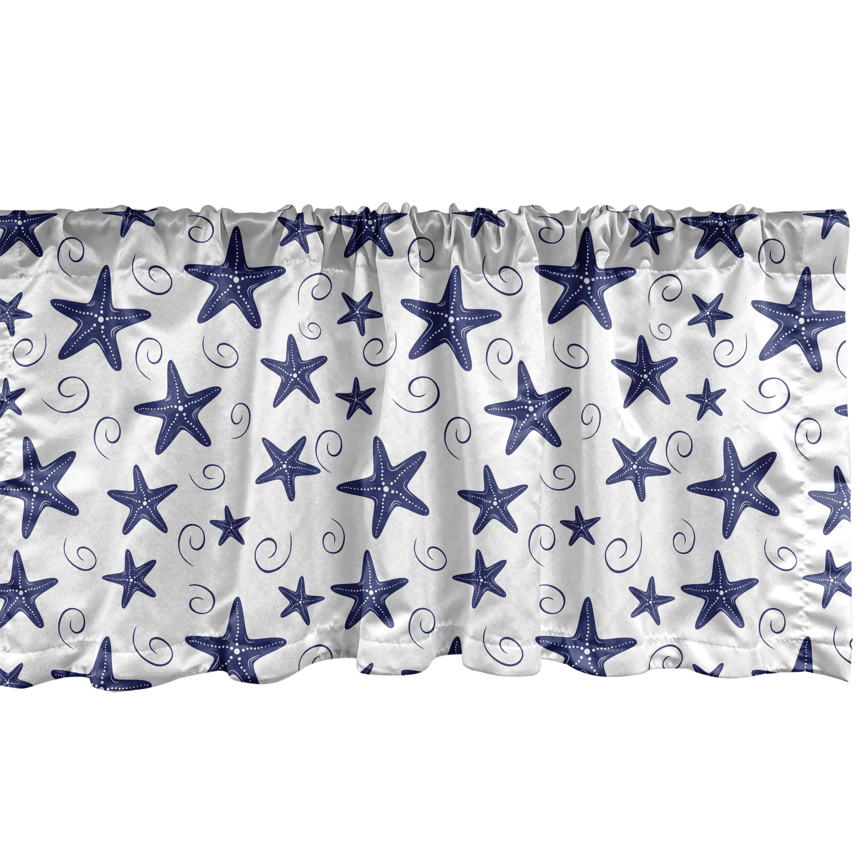 Ambesonne Nautical Window Valance, Starfish and Curls Pattern, 54" X 12 ...