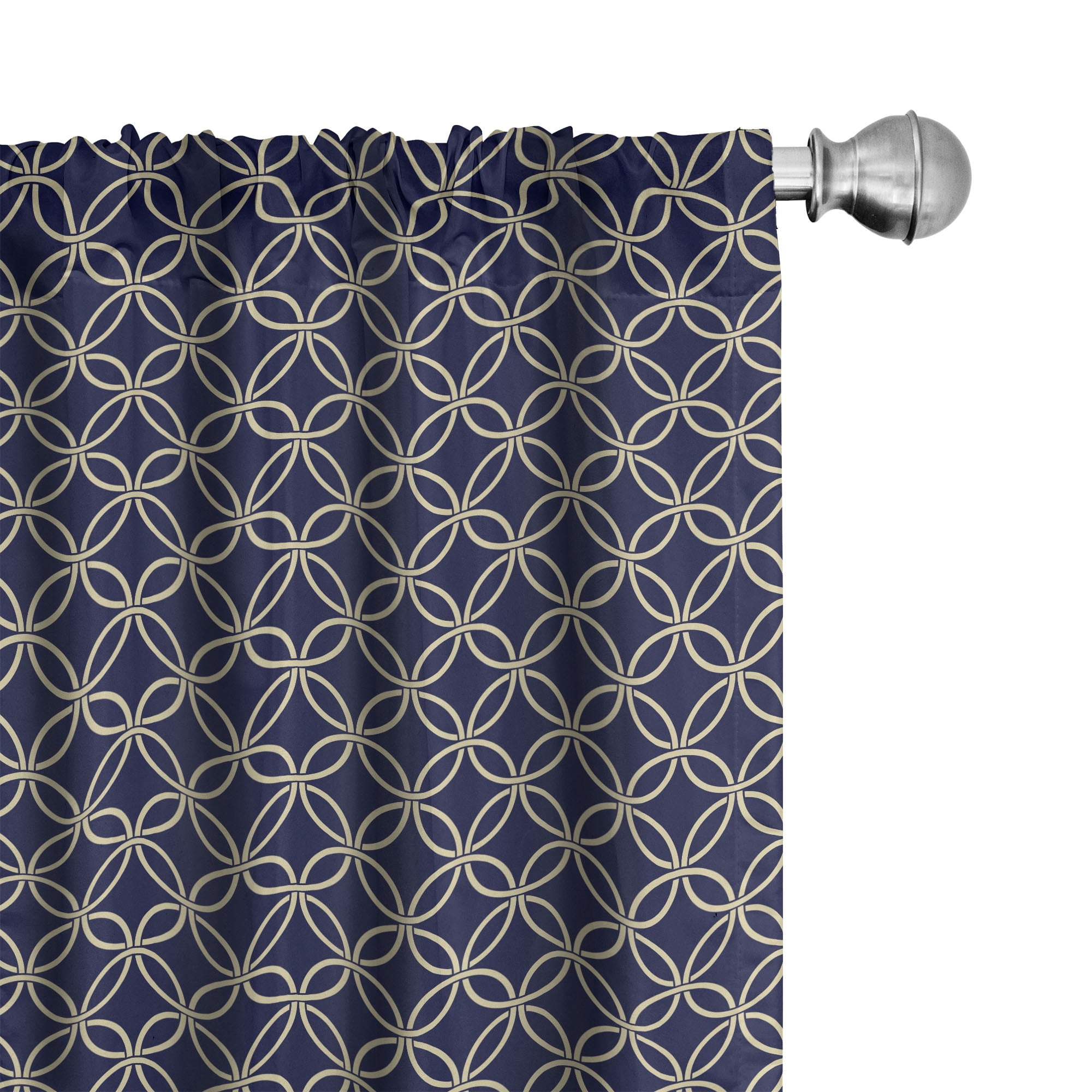 Ambesonne Navy Blue Curtains, Oriental Round Shapes, Pair of 28"x84 ...