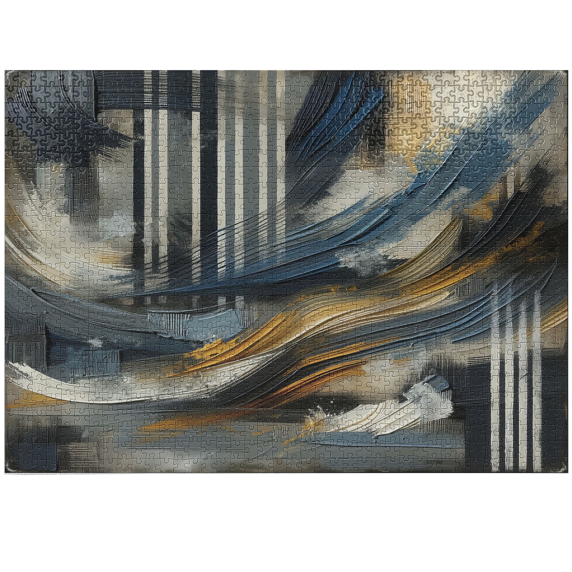 Ambesonne Navy Blue Jigsaw Puzzle, Abstract Art Brushstroke, Heirloom ...