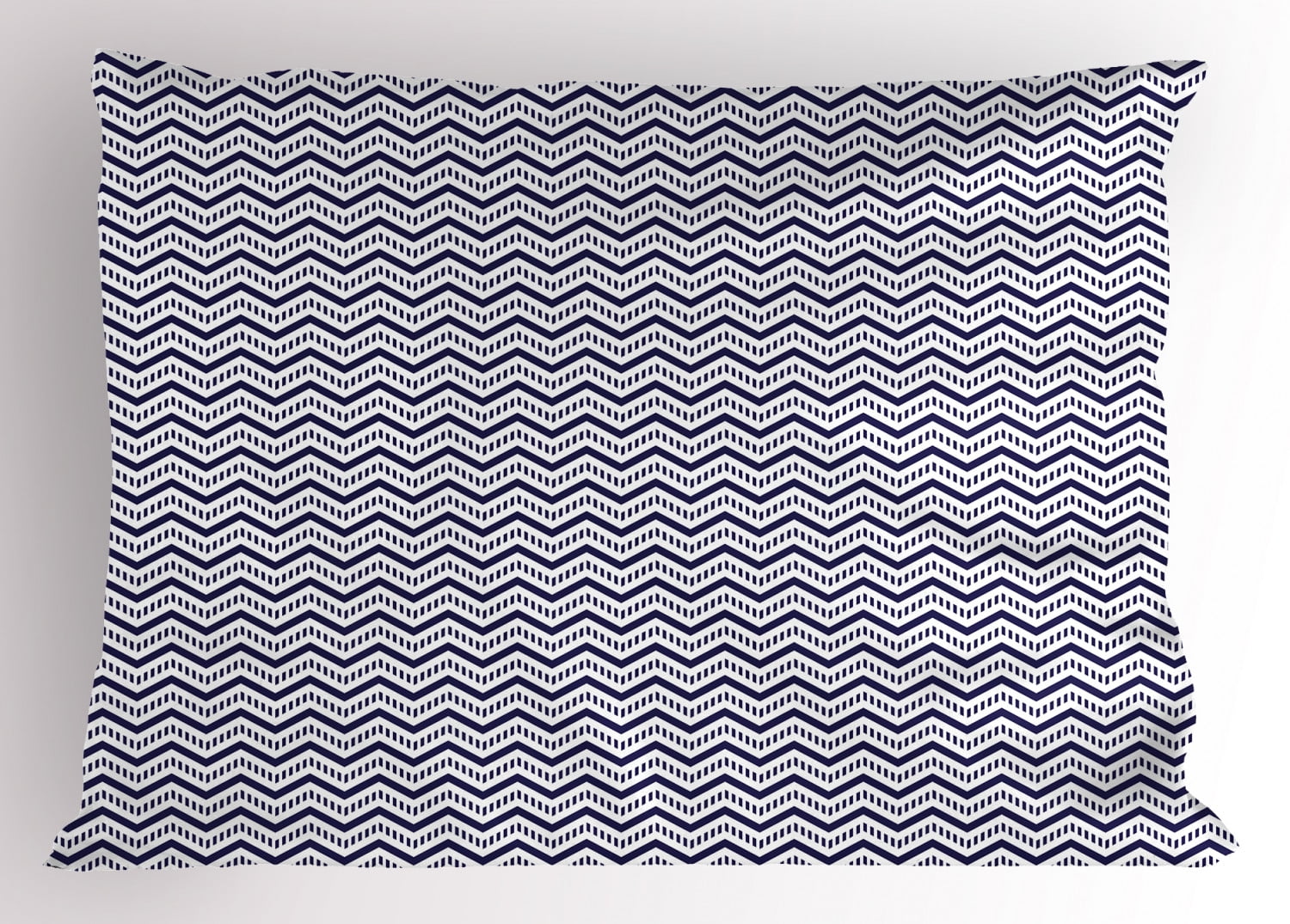 Ambesonne Navy Blue Pillow Sham, Chevron Dashed Lines, 36" X 20", Navy ...
