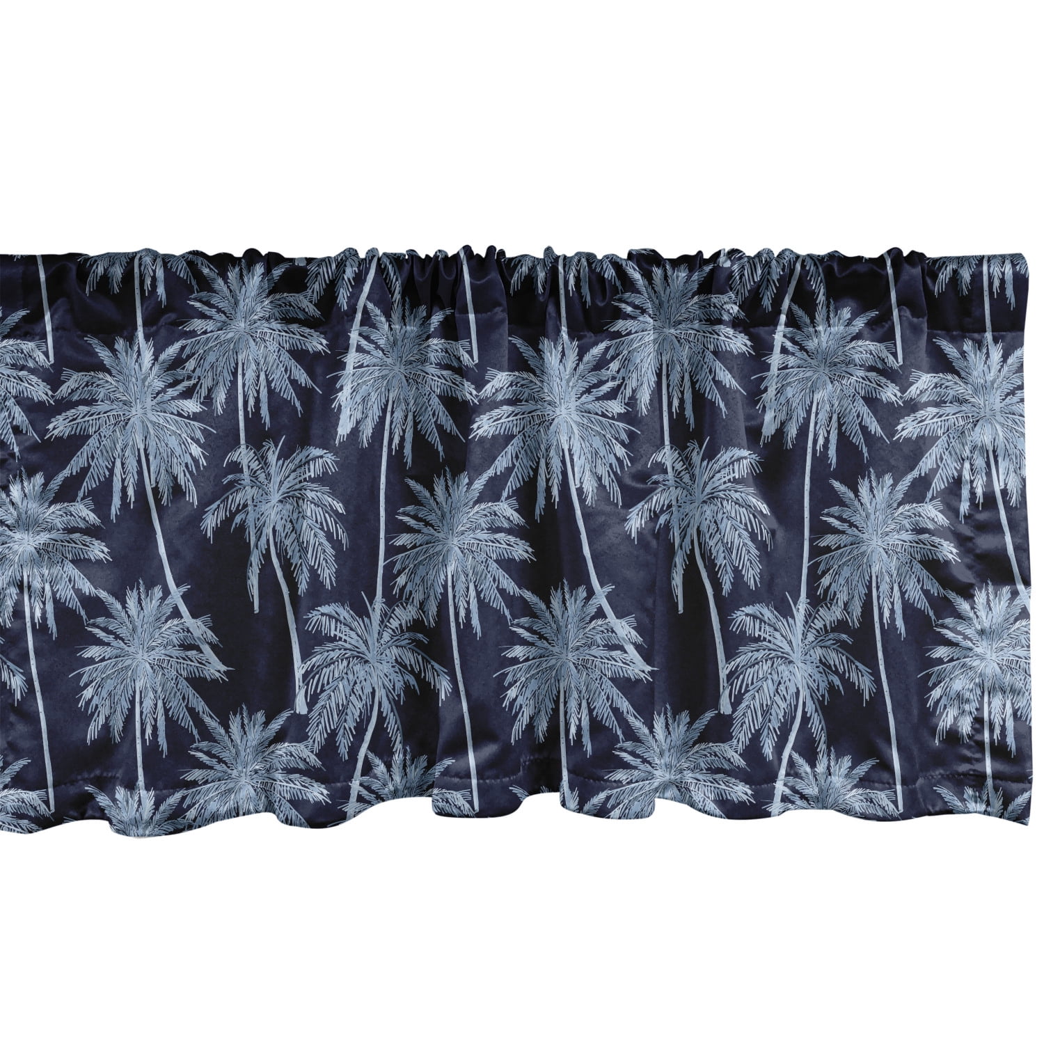 Ambesonne Navy Blue Valance Pack of 2, Palm Trees Composition, 54"X12 ...