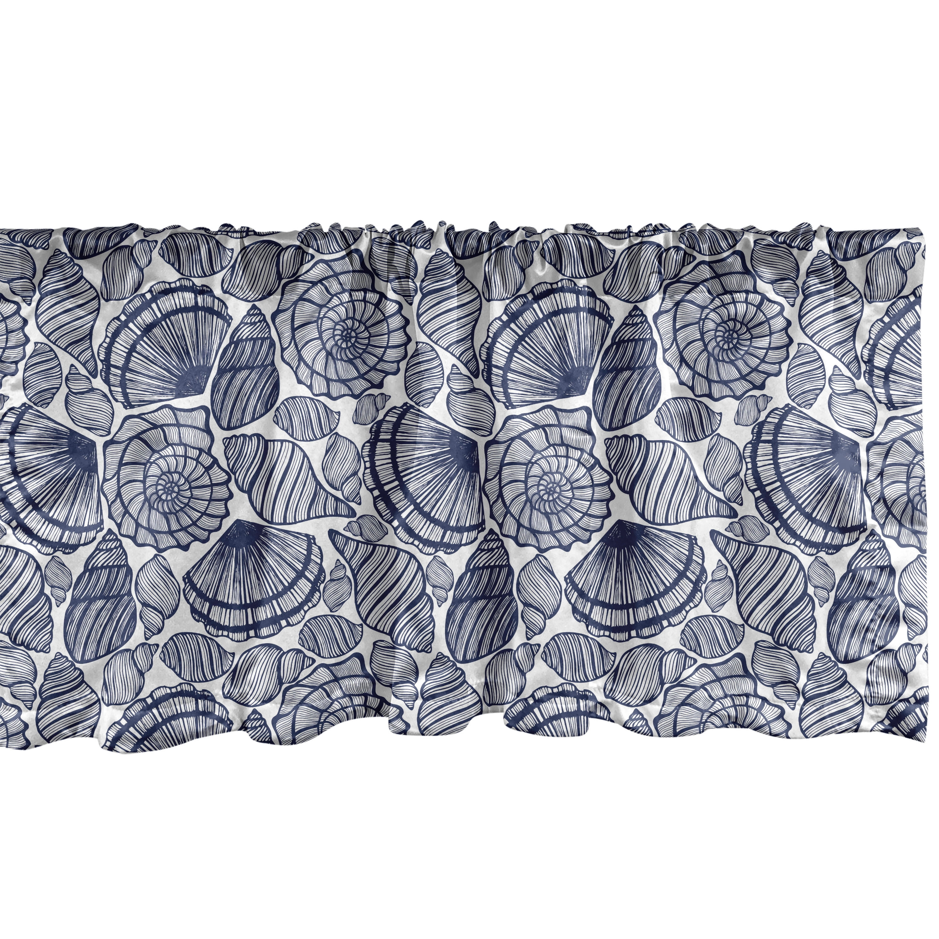 Ambesonne Navy Blue Window Valance, Aquatic Animals Lines, 54" X 18 ...