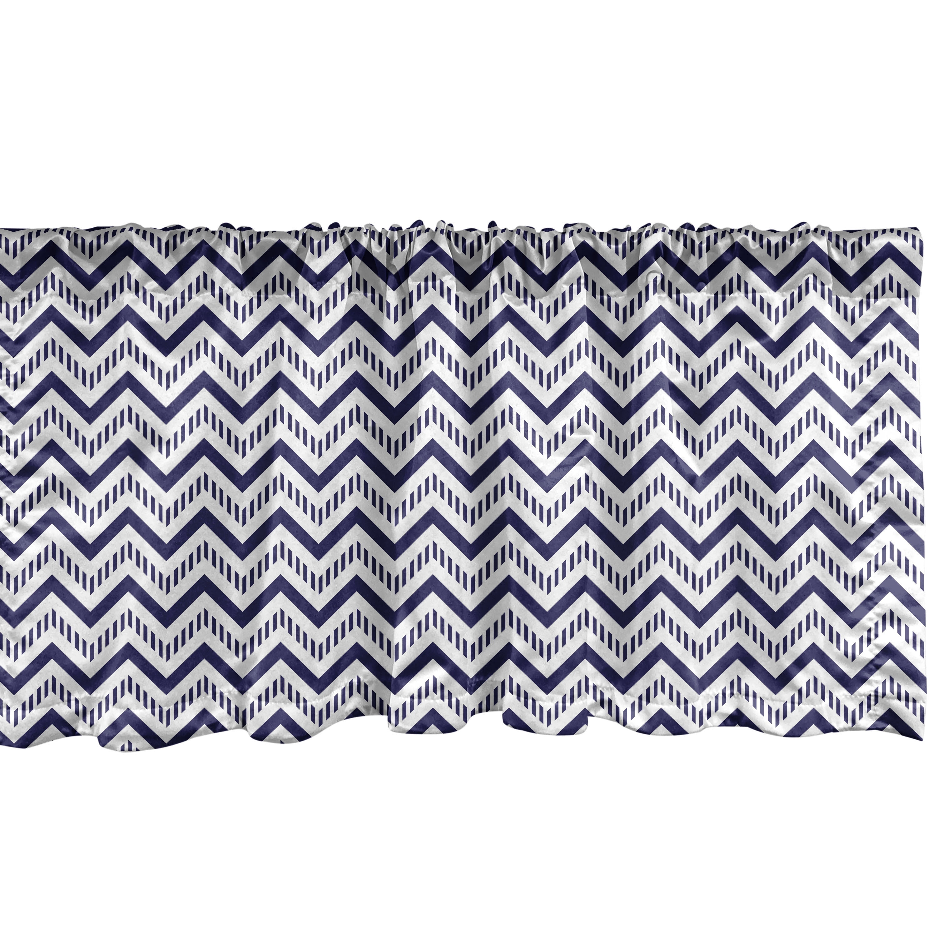 Ambesonne Navy Blue Window Valance, Chevron Dashed Lines, 54" X 18 ...